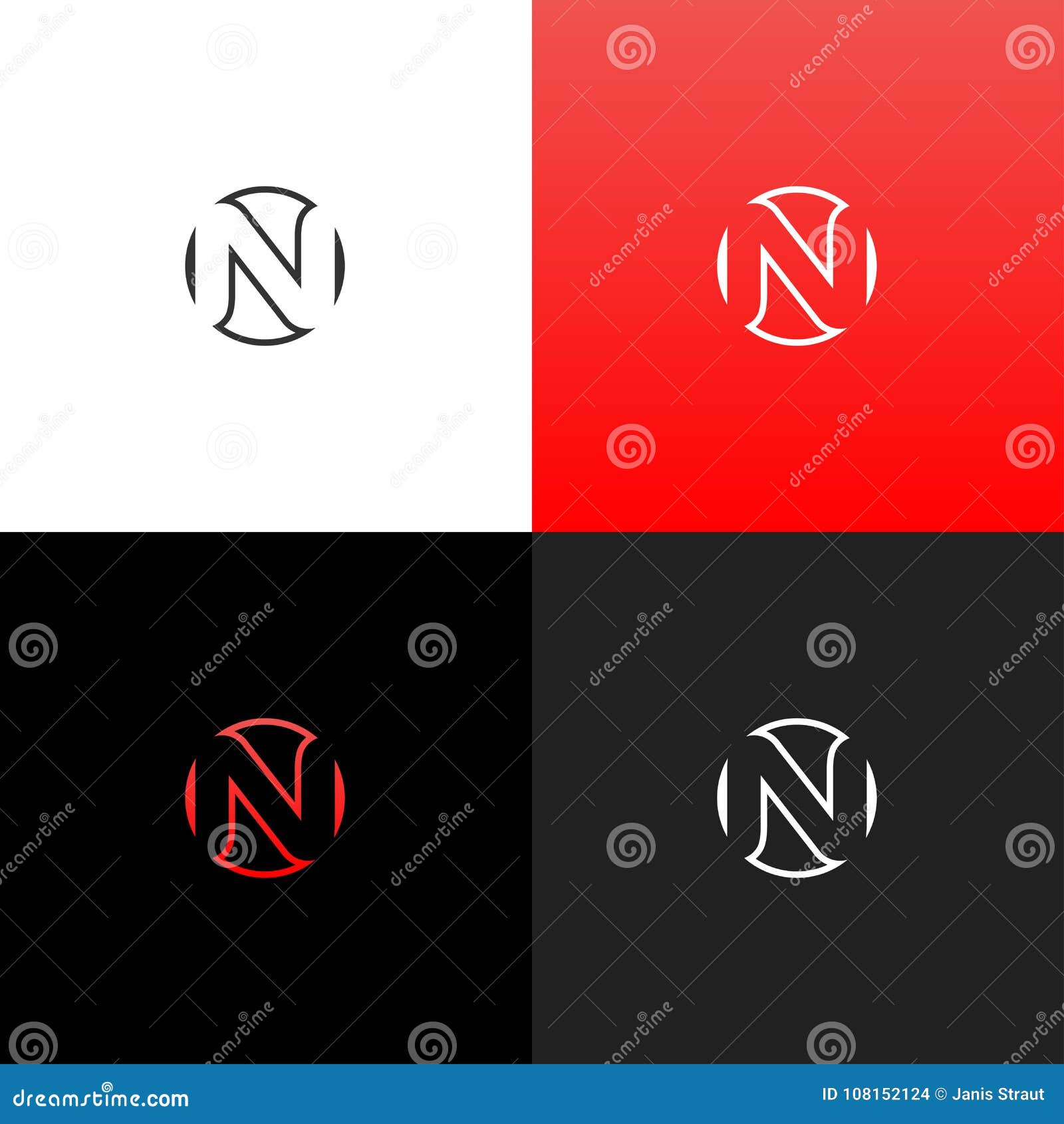 Logo N in Circle. Linear Logo of the Letter N for Companies and Brands ...