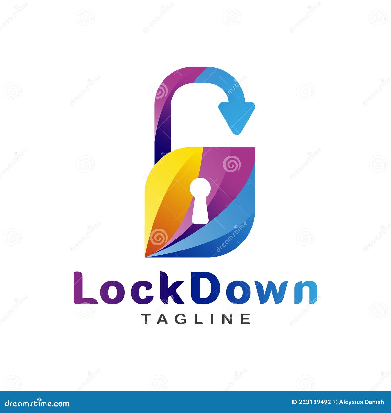 Creative Lock Concept Logo Design. Full Colors Logo Stock Vector ...