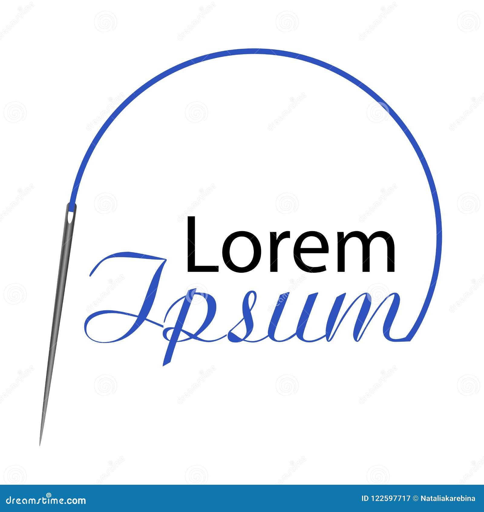 The Logo is a Needle and Blue Thread Creates a Circle. Vector Stock ...