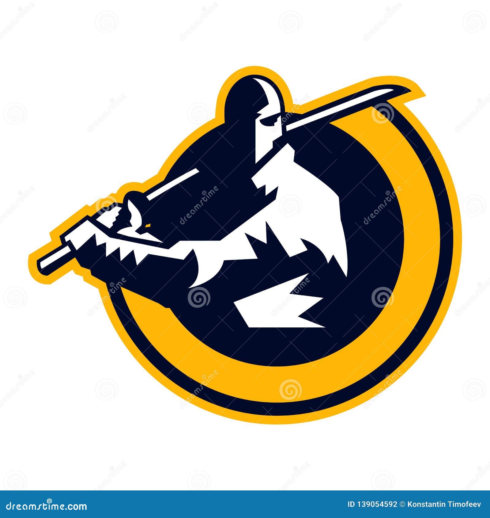 Logo Ninja. the Warrior in the Shade. the Sword and Shield. Vector ...