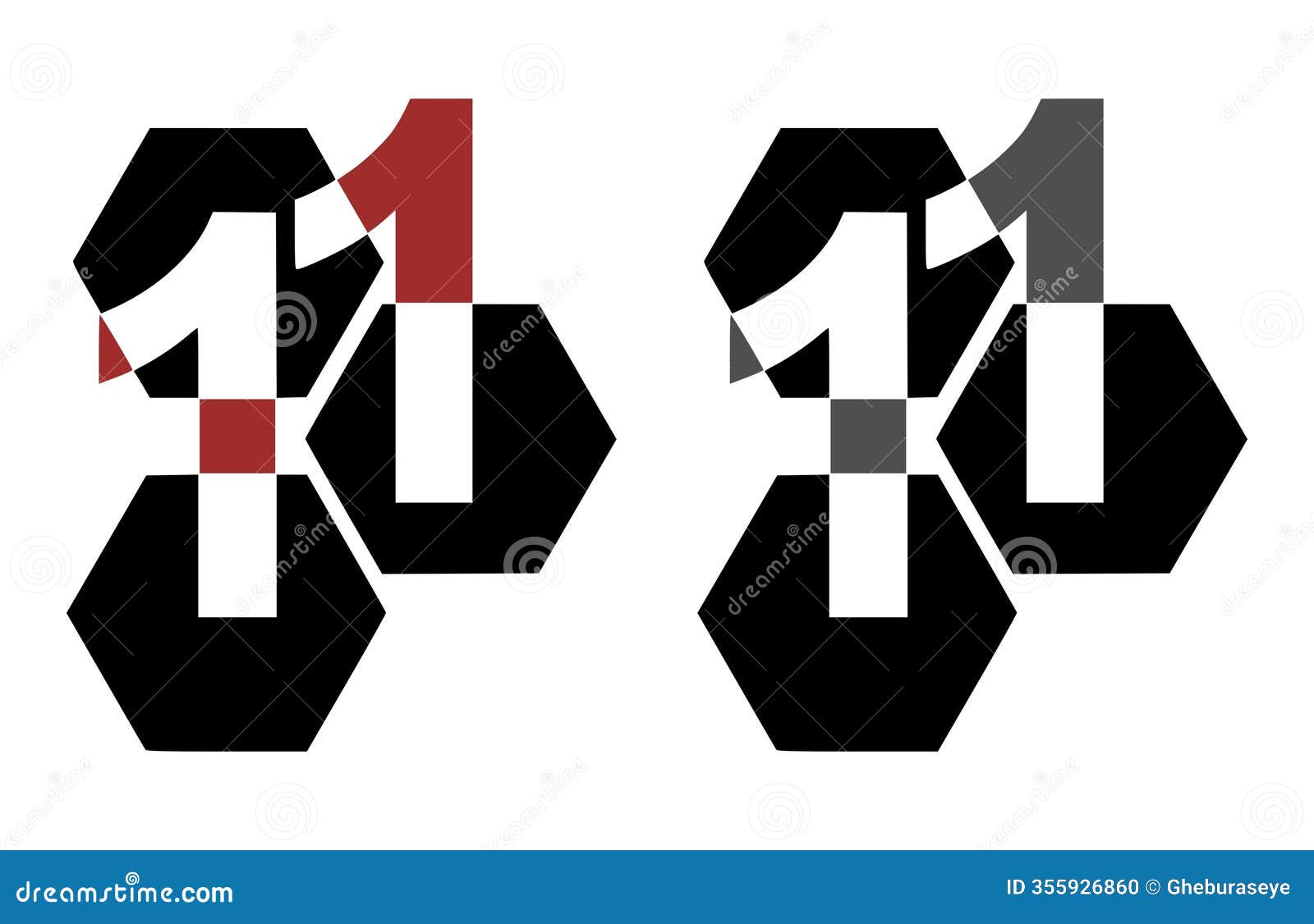 Logo with the Number Eleven and Hexagons Colorful, Isolated, Arabic ...