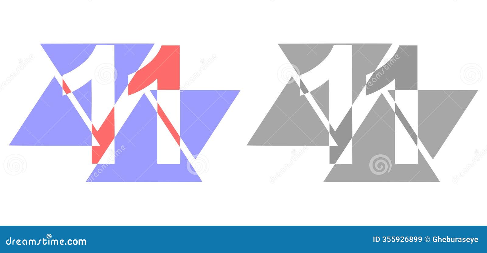 Logo with the Number Eleven and Triangles Colorful, Isolated, Arabic ...