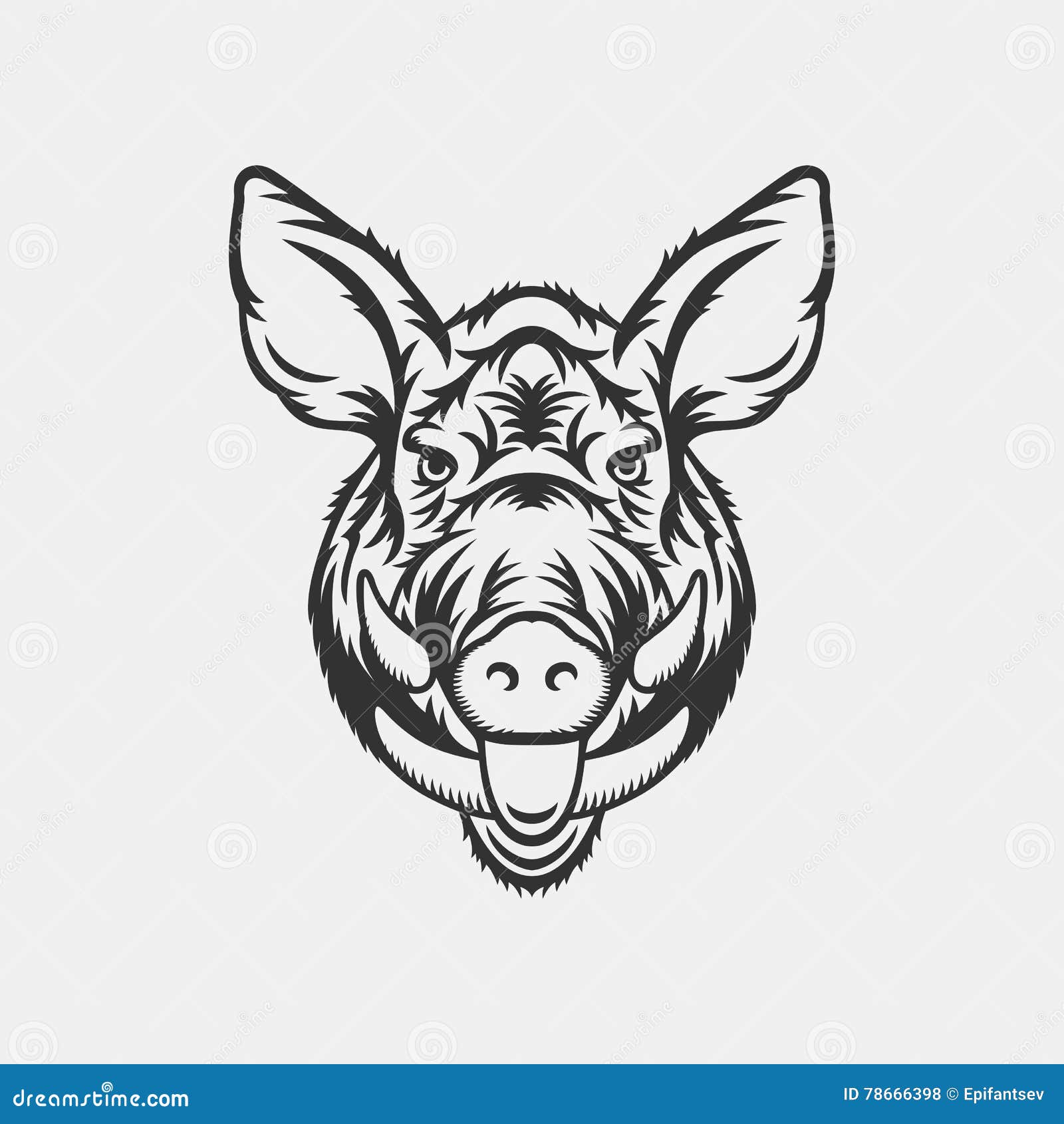 Logo O Icona Della Testa Del Cinghiale in Un Colore Illustrazione ...