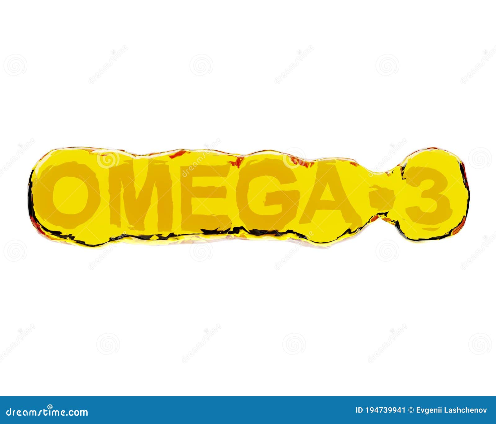 Logo Omega 3 in a Shell with Shiny Liquid. 3D Rendering Stock ...