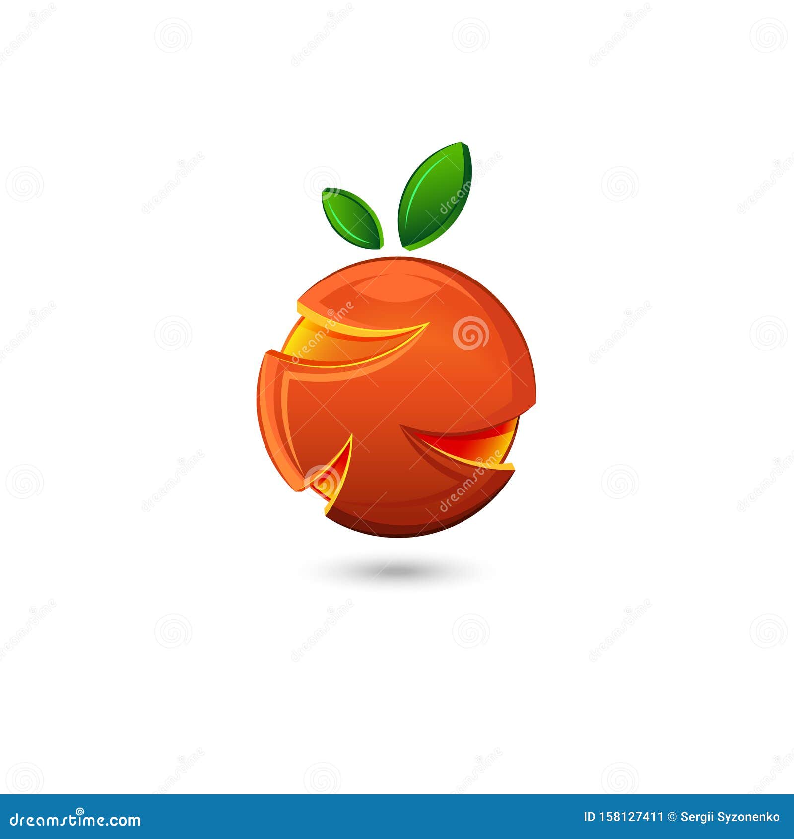 Logo Orange or Grapefruit 3d Shape Citrus Fruit Creative Design for Eco ...
