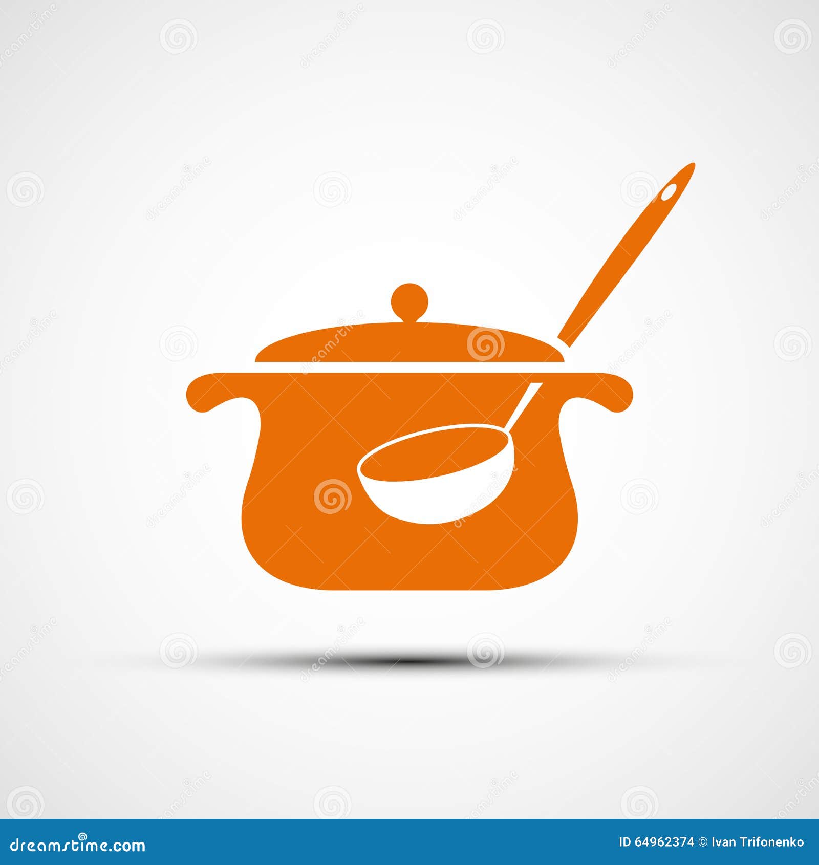Logo pan with a ladle. stock vector. Illustration of cooking - 64962374