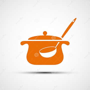 Logo pan with a ladle. stock vector. Illustration of cooking - 64962374