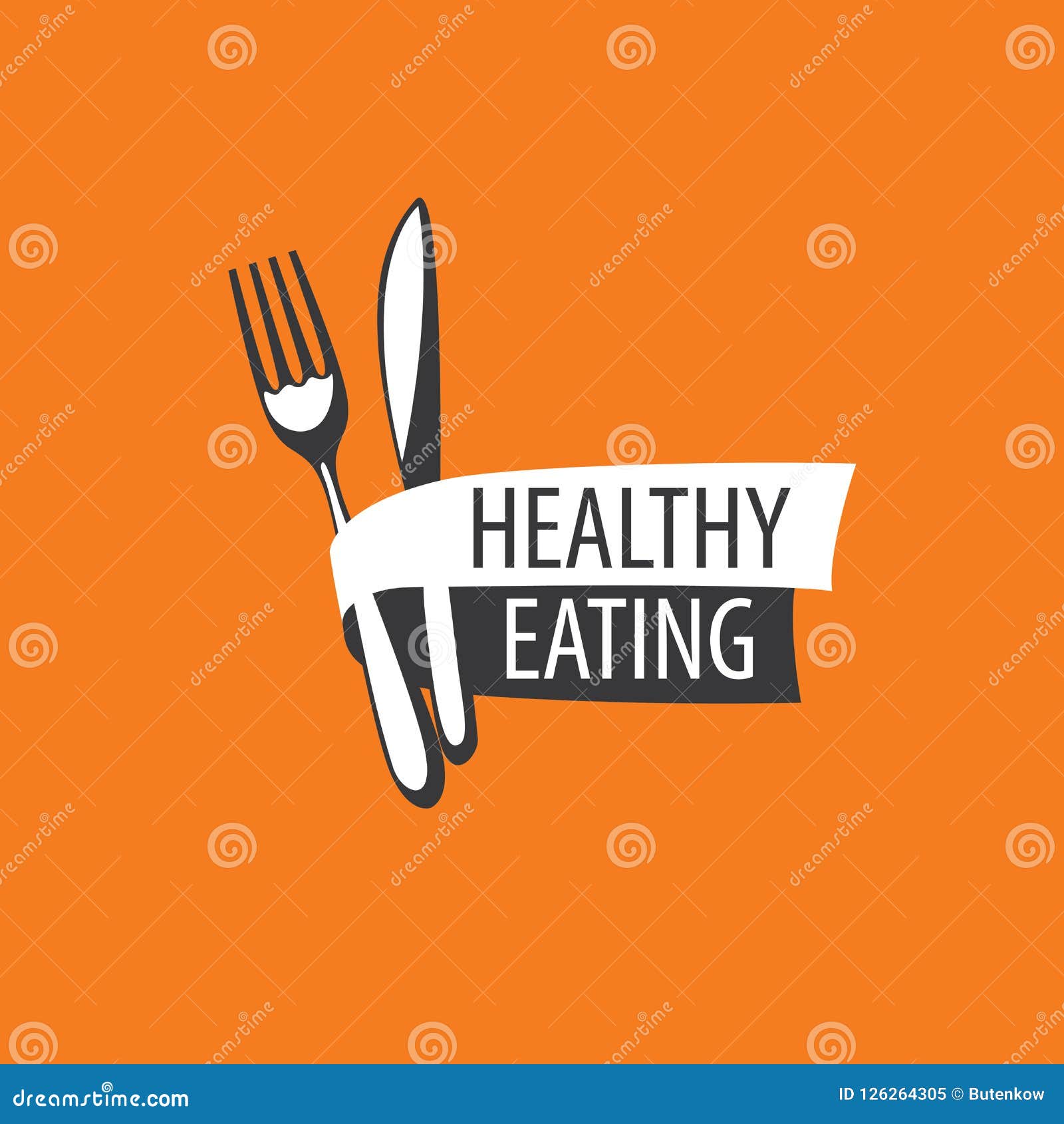 Vector logo healthy eating stock vector. Illustration of fork - 126264305