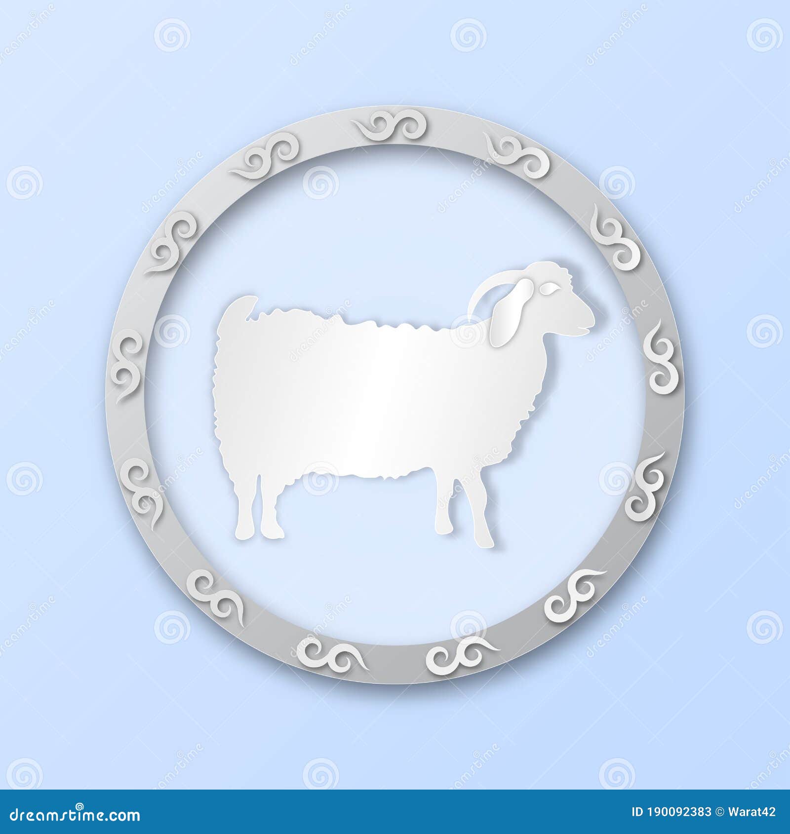 Logo Pattern with Round Frame and White Sheep Pattern for Wild Animal ...