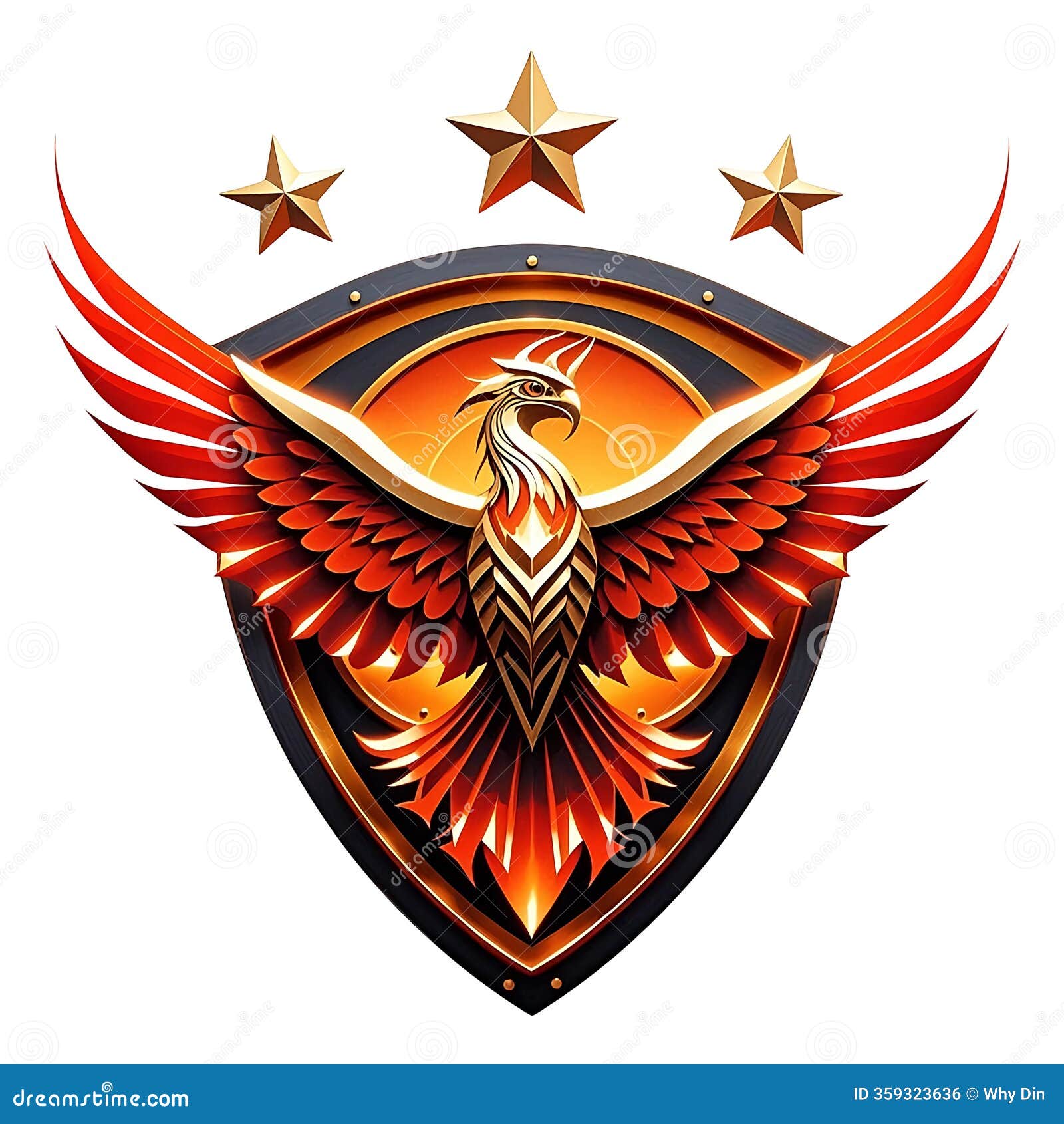 Logo of a Phoenix Bird with a Shield and Star Stock Photo - Image of ...