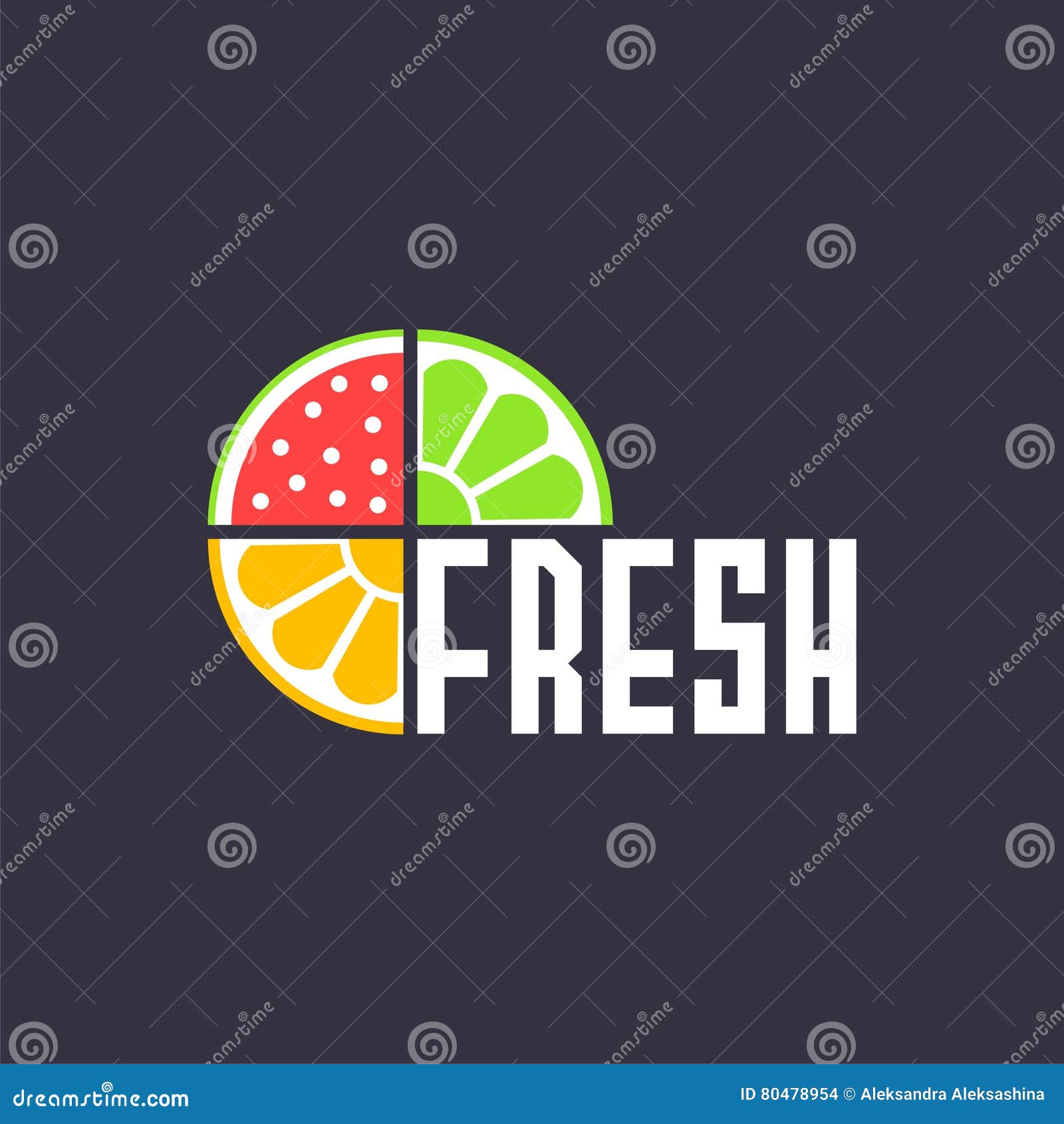 Logo with Pieces of Fruits and Word Fresh Stock Vector - Illustration ...