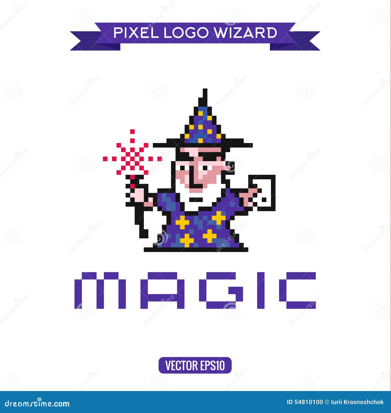 Logo Pixel Art Wizard Magician Magic, Vector Stock Vector ...