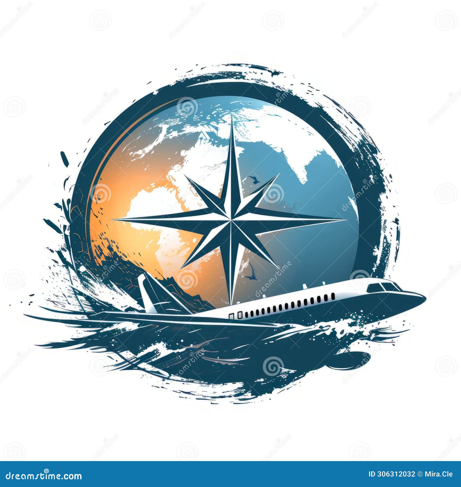 Logo with Plane and Compass Created with Generative AI Technology Stock ...