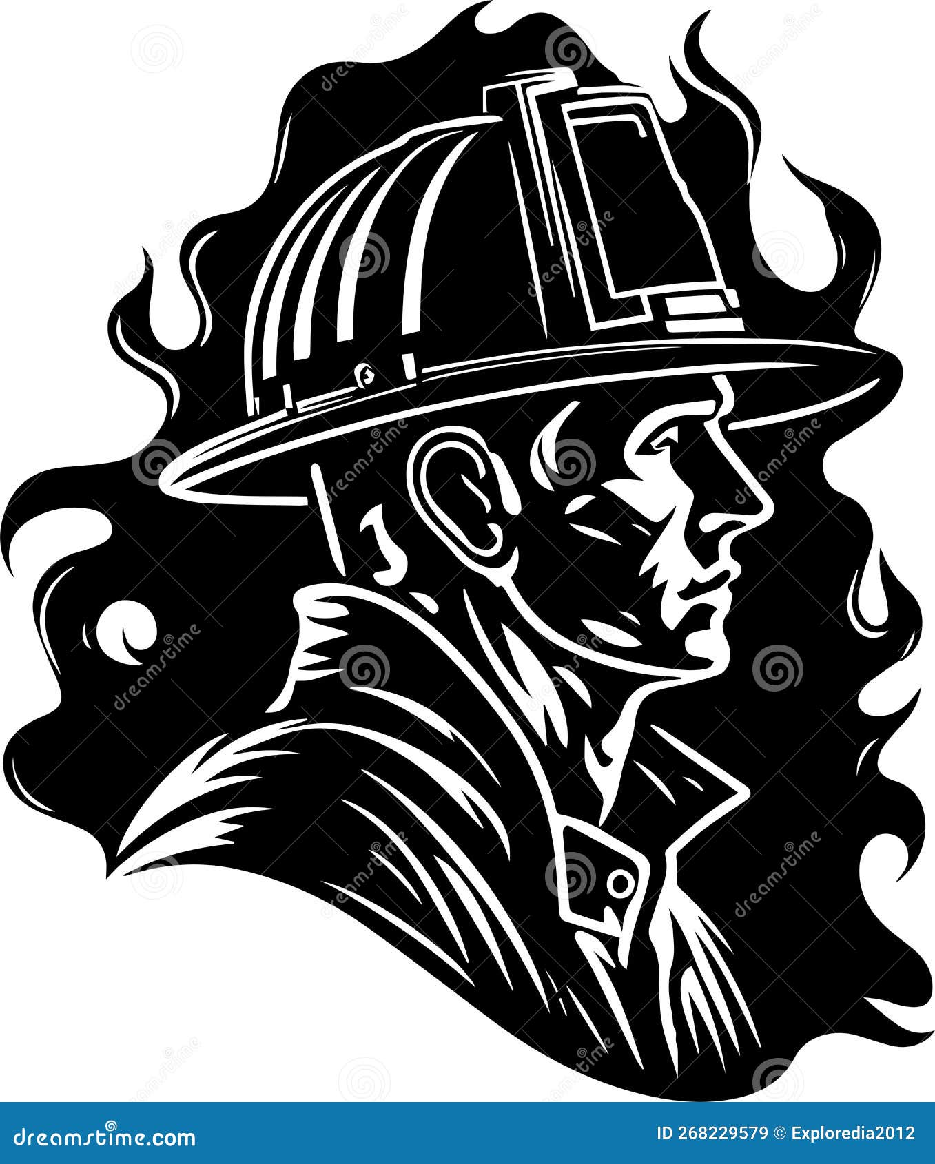 Logo Pompier Monochrome Pompier Illustration de Vecteur - Illustration ...