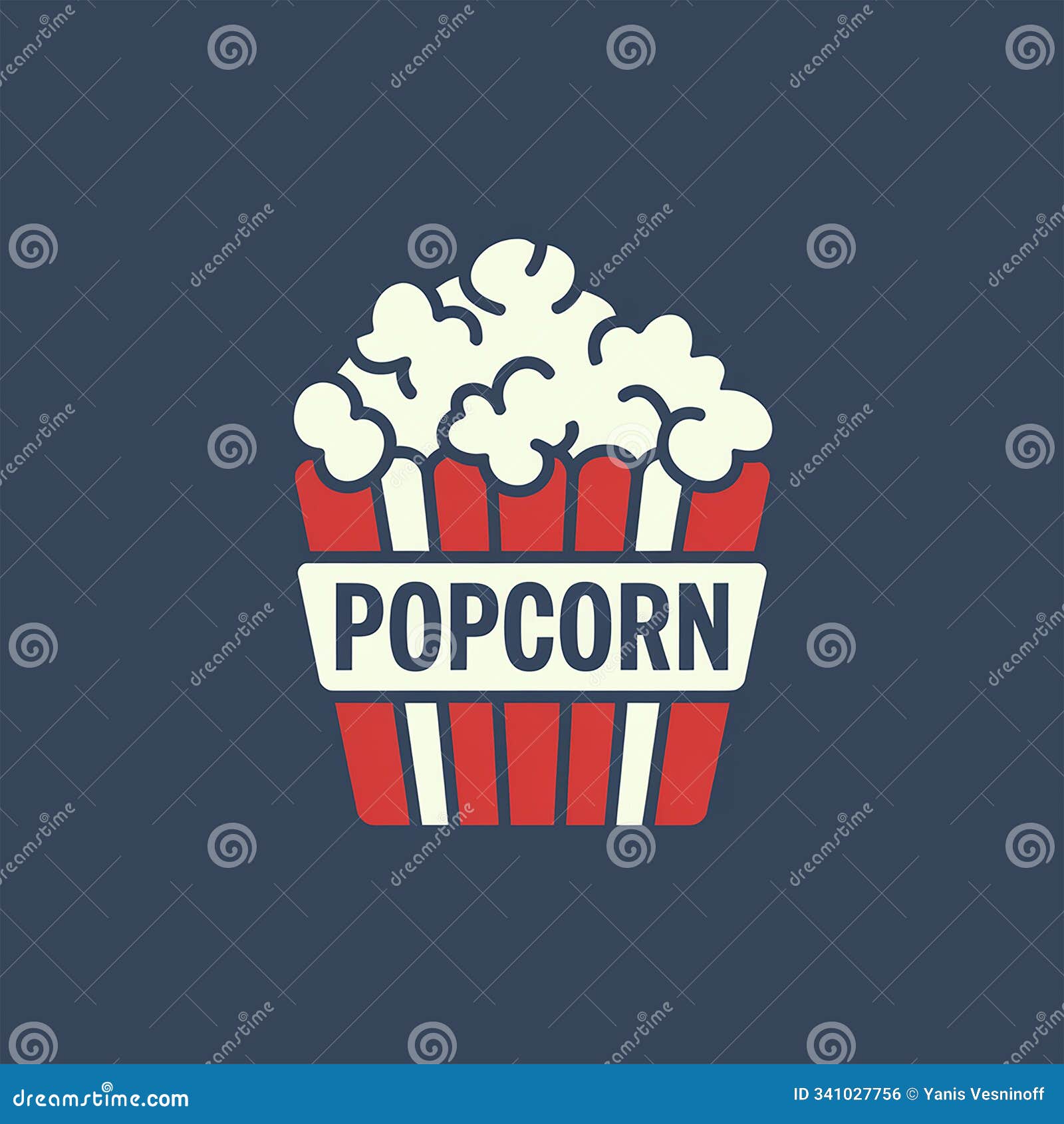 A Logo of a Popcorn Bucket with the Text "Popcorn" Stock Illustration ...