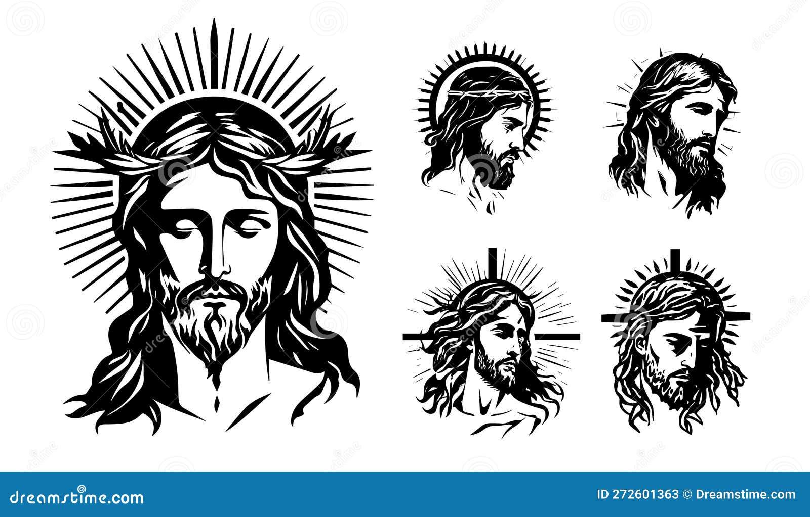Jesus Christ. Hand Drawn Vector Illustration. Black Silhouette Svg of ...