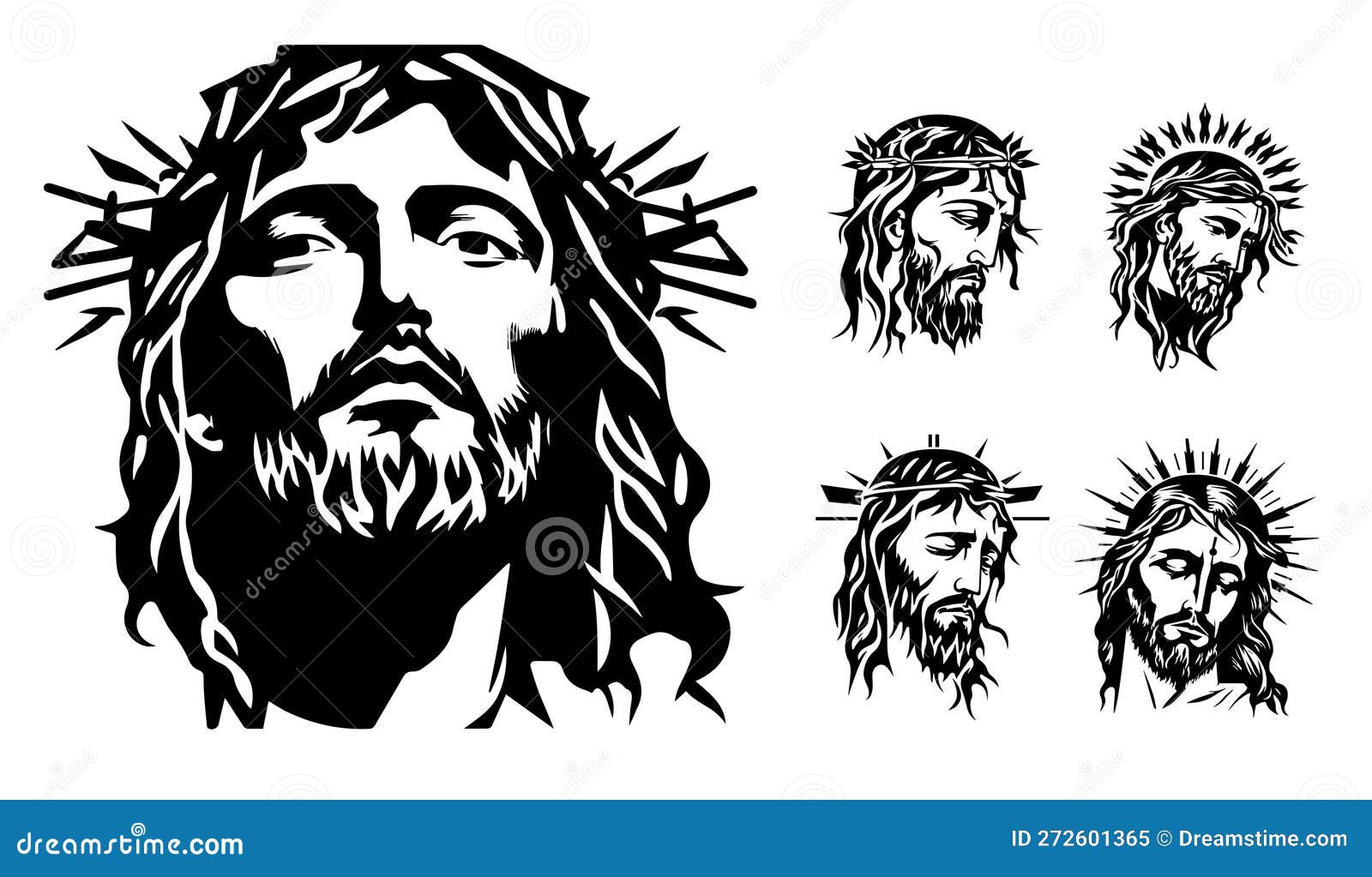 Jesus Christ. Hand Drawn Vector Illustration. Black Silhouette Svg of ...