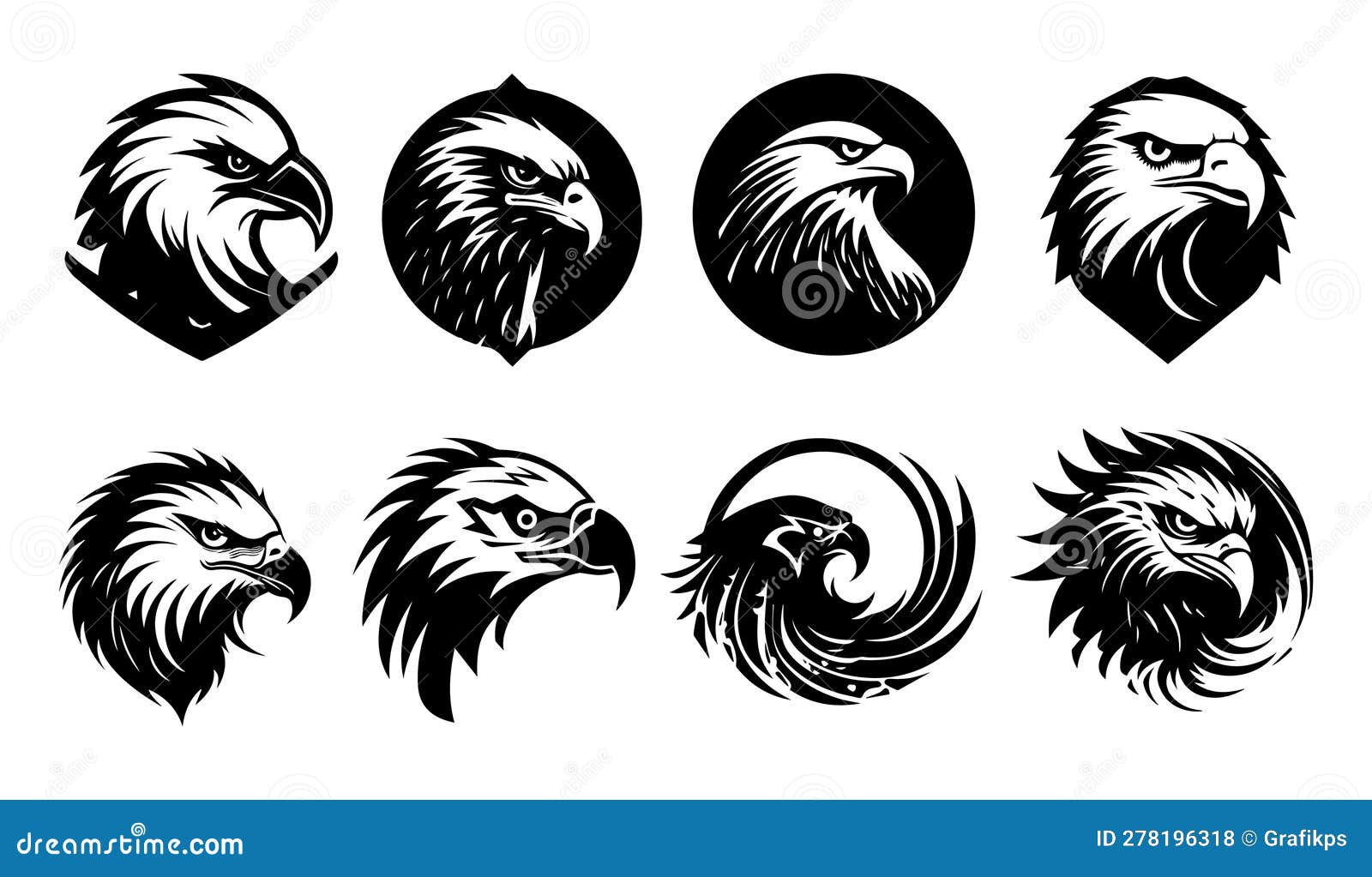 Eagle Heads Vector Silhouette Shapes Illustration. | CartoonDealer.com ...