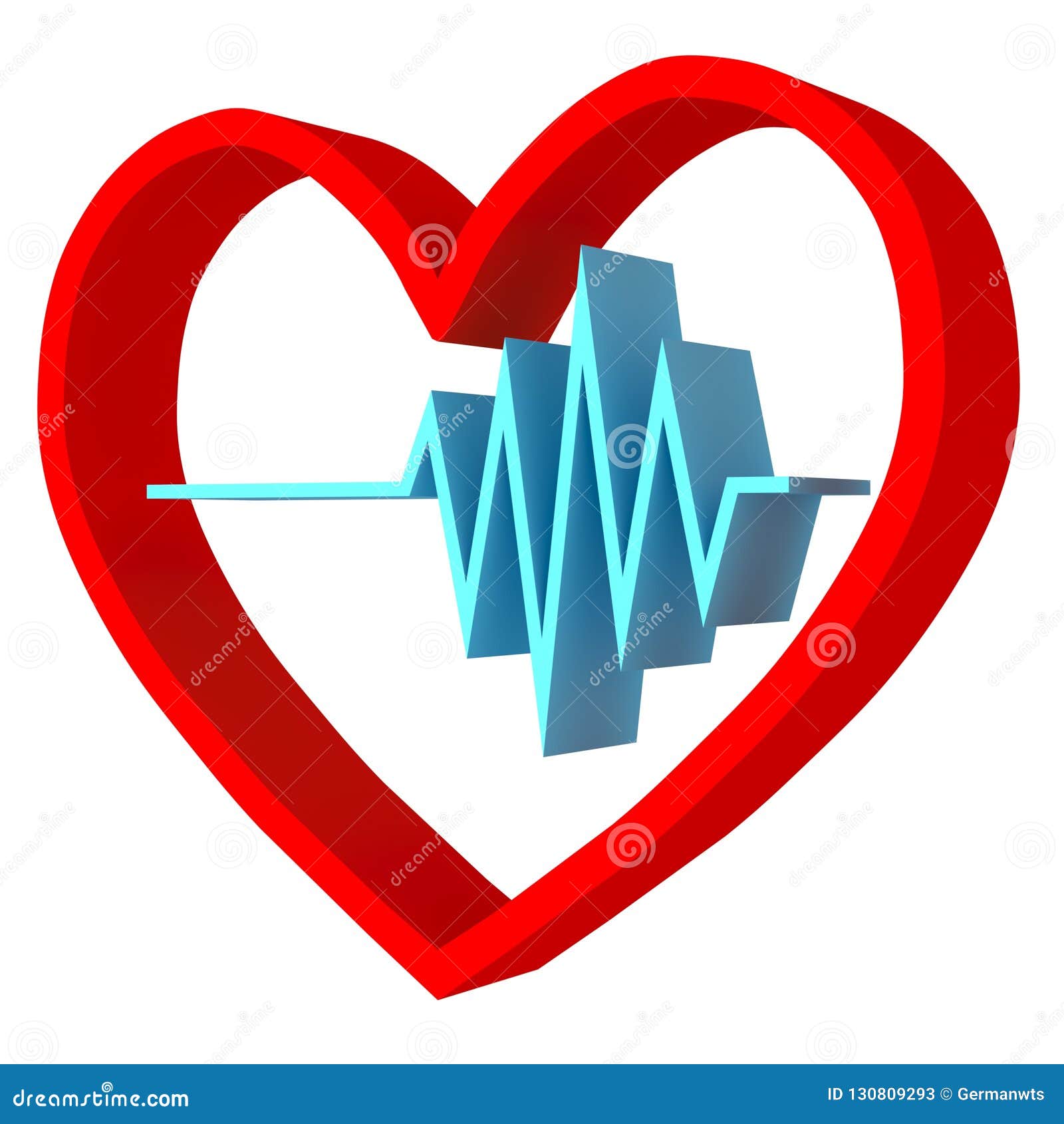 Heart Rhythm Logo. Pulse Simbol - 3D Render Stock Illustration ...