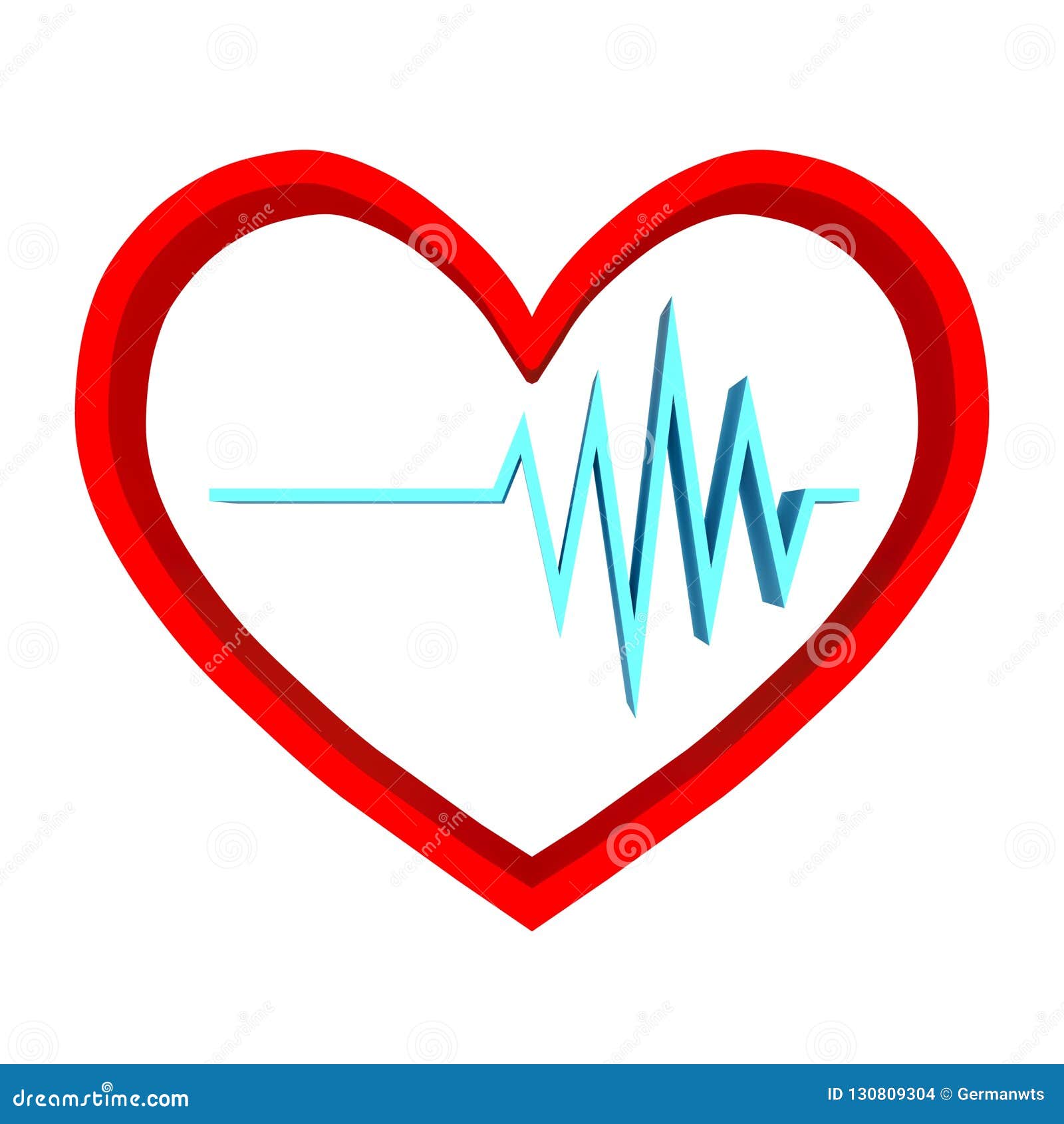Heart Rhythm Logo. Pulse Simbol - 3D Render Stock Illustration ...