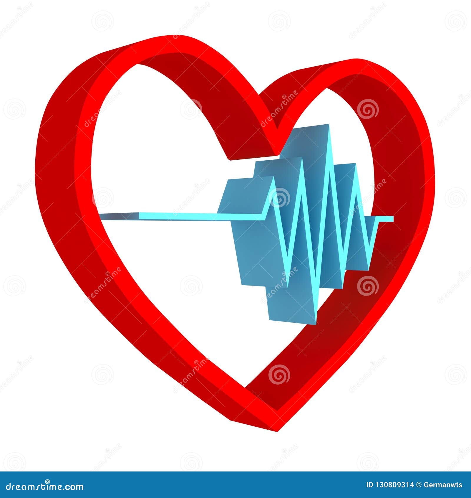 Heart Rhythm Logo. Pulse Simbol - 3D Render Stock Illustration ...