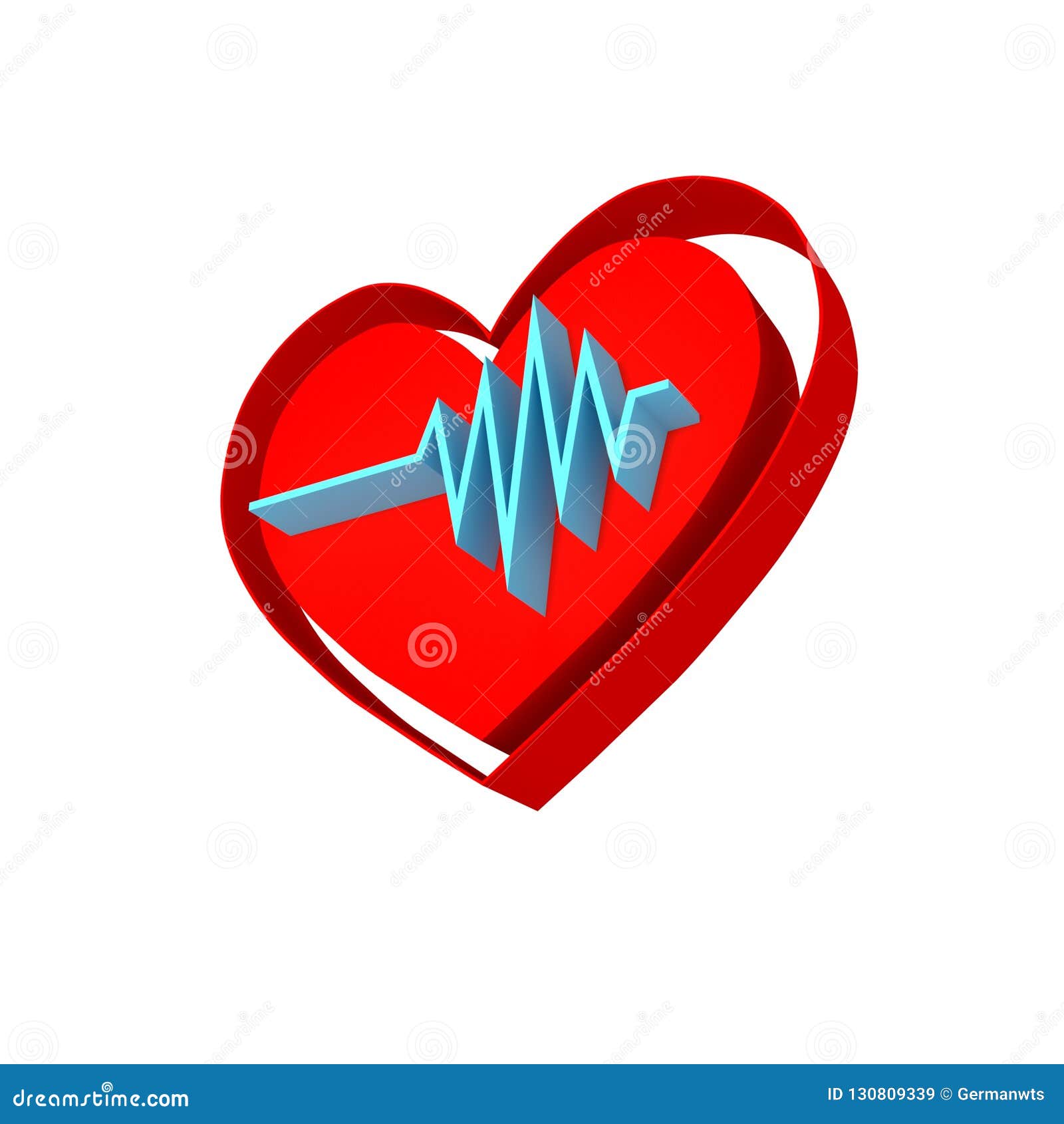 Heart Rhythm Logo. Pulse Simbol - 3D Render Stock Illustration ...