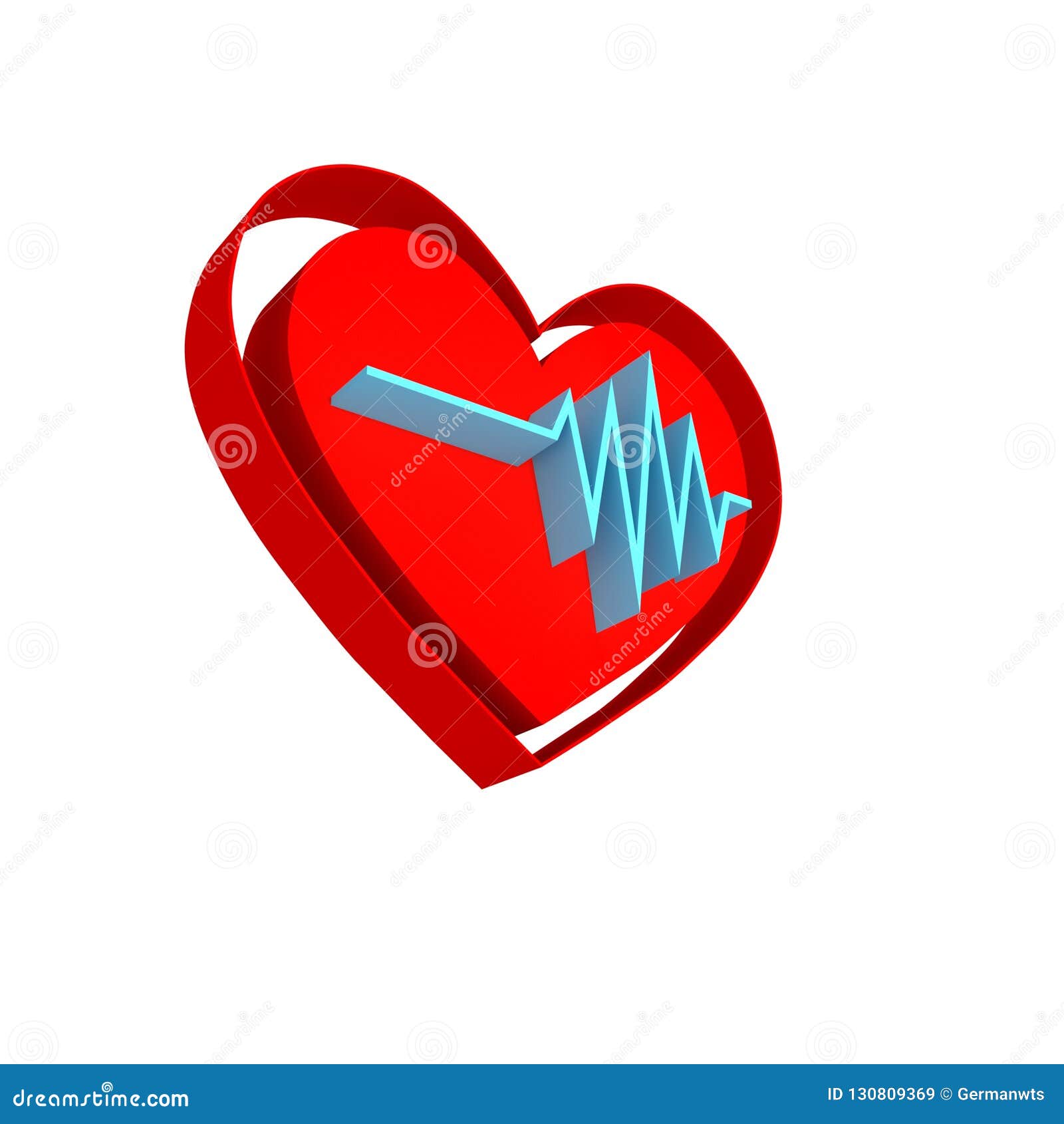 Heart Rhythm Logo. Pulse Simbol - 3D Render Stock Illustration ...
