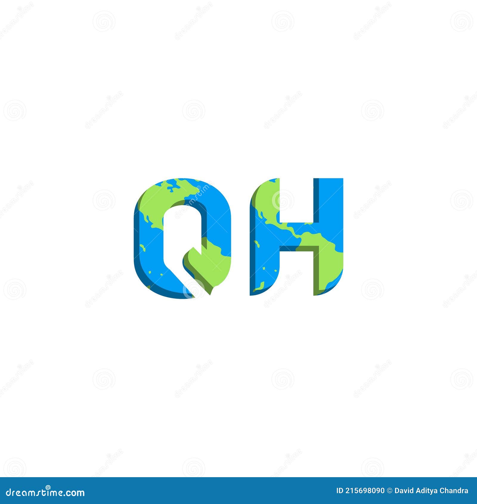 Logo Qh Initial Design Avec Logo De Style De Carte Du Monde ...