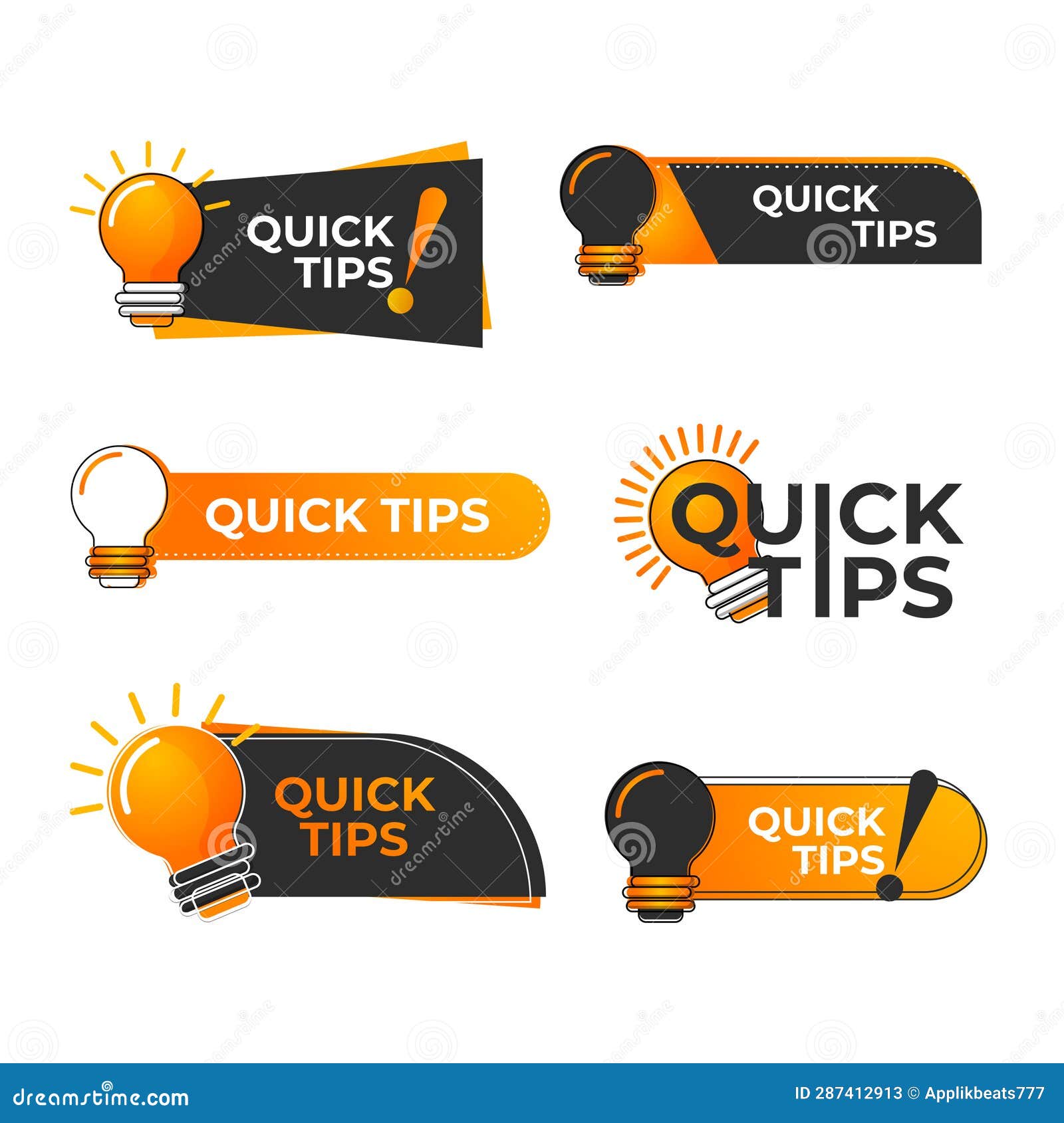 Logo Quick Tips. Yellow Lightbulb Icon with Quicks Tip Text Stock ...
