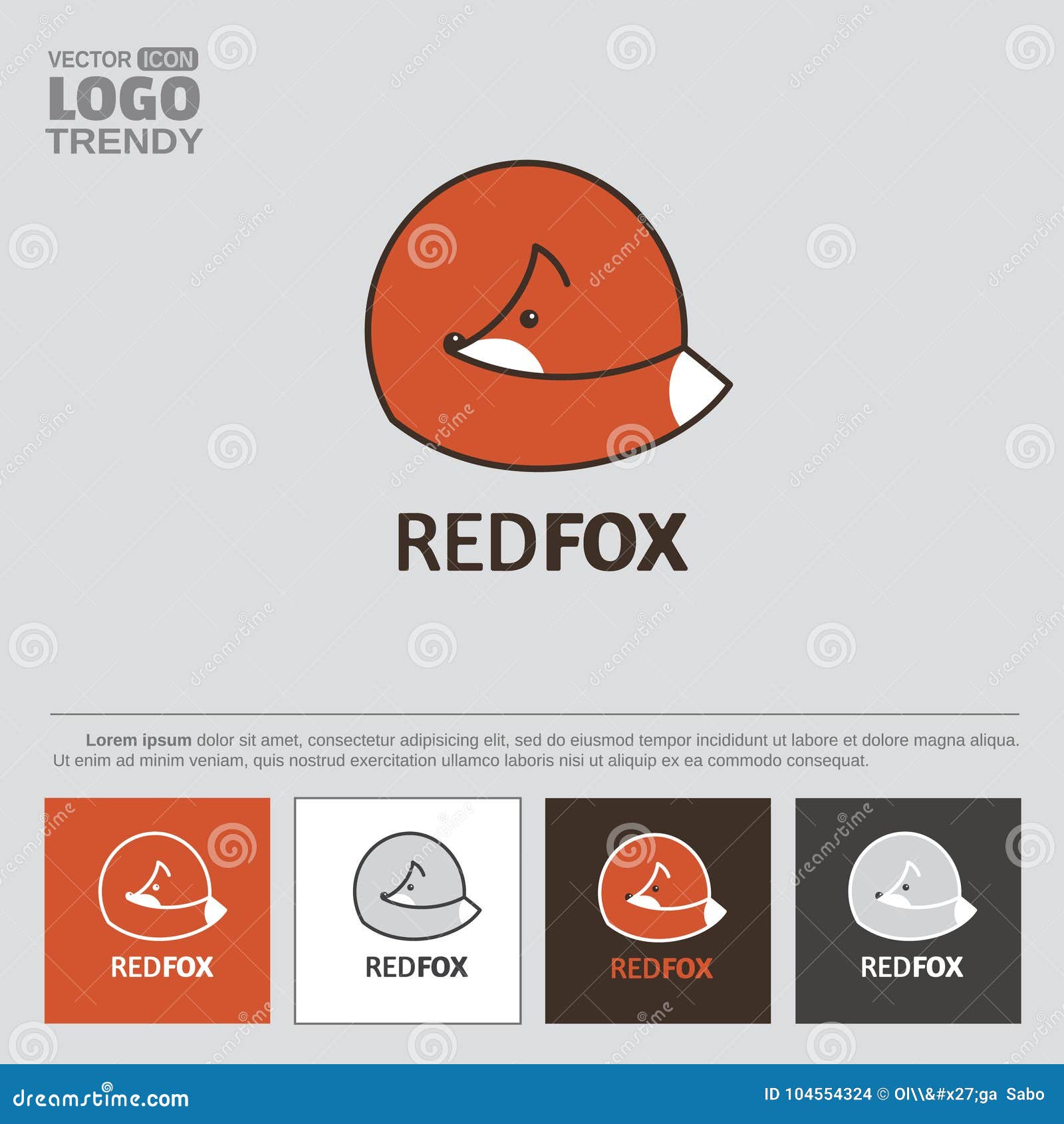 Logo with red fox. stock vector. Illustration of vector - 104554324