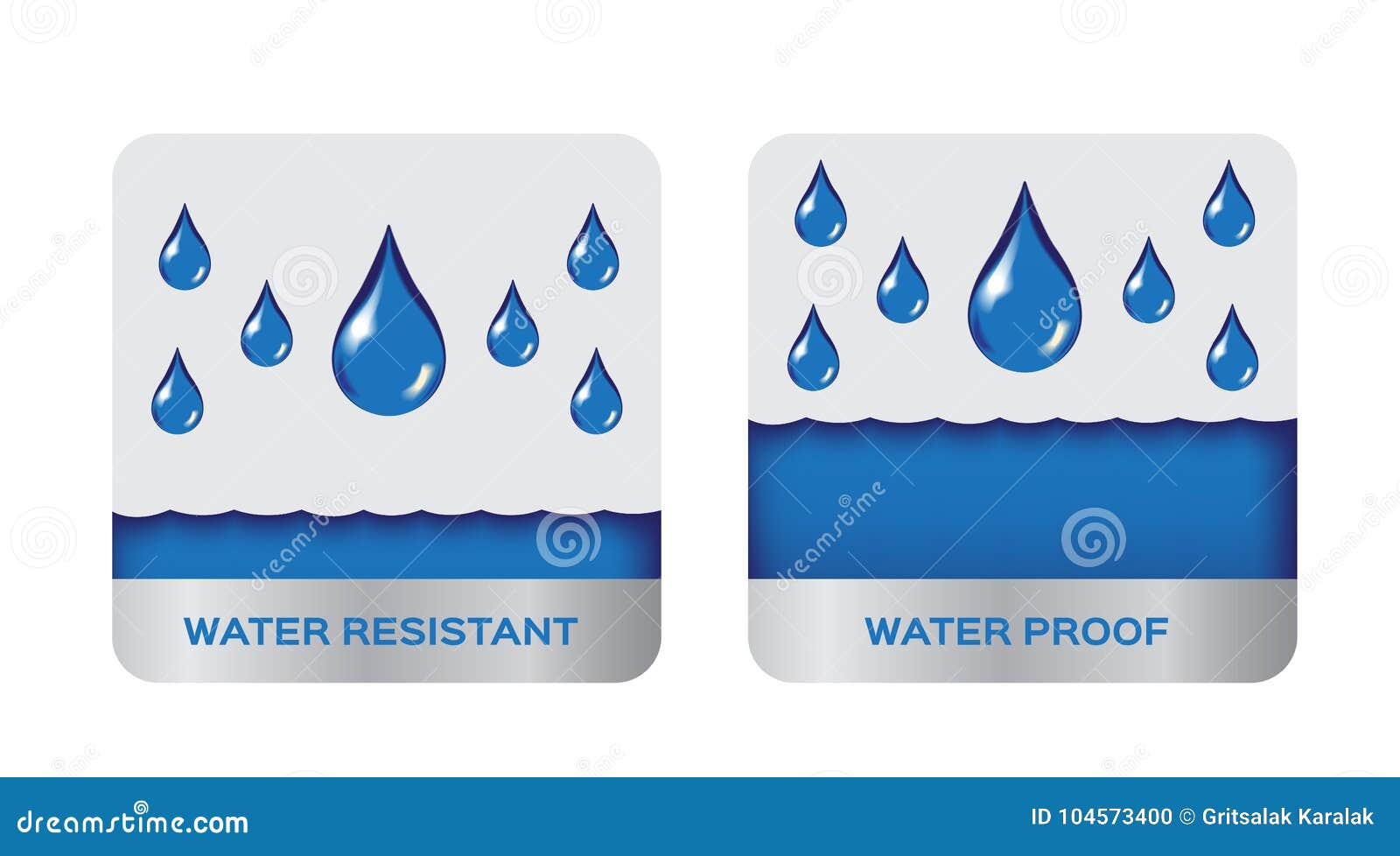 Logo Resistente Di Acqua E Della Prova, Icona Versione Blu ...