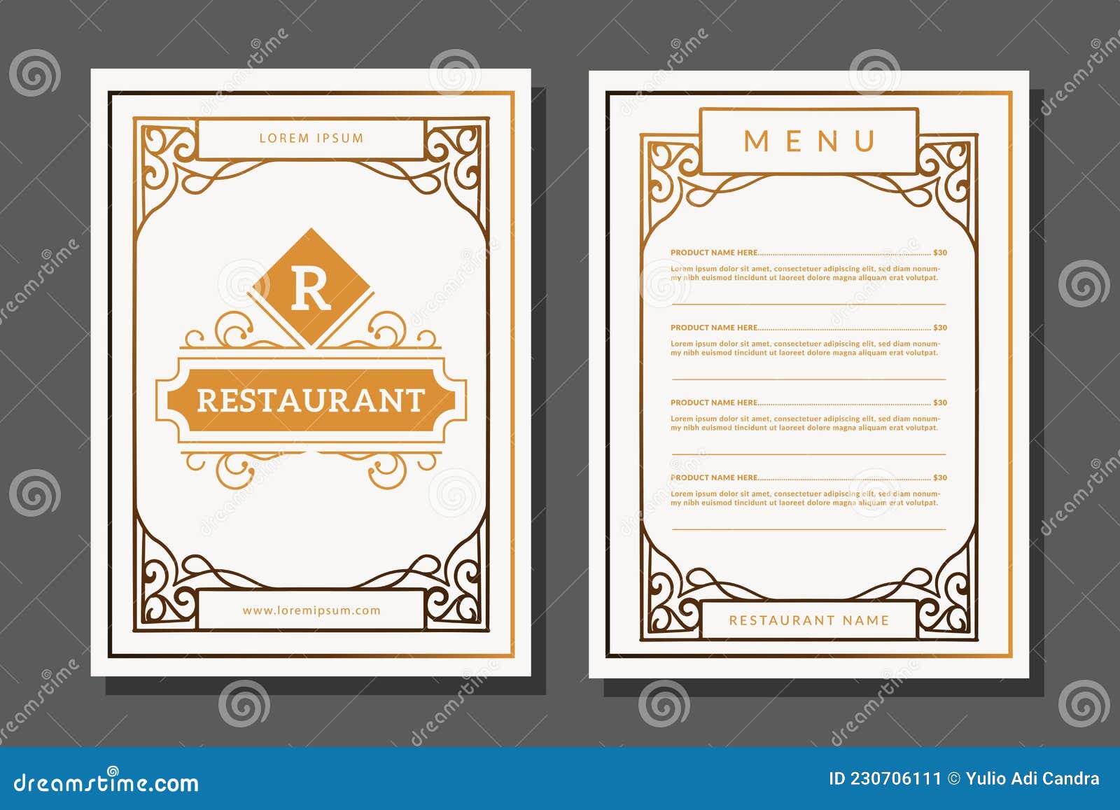 Logo Restaurant and Restaurant Menu Design Template with a Vintage ...