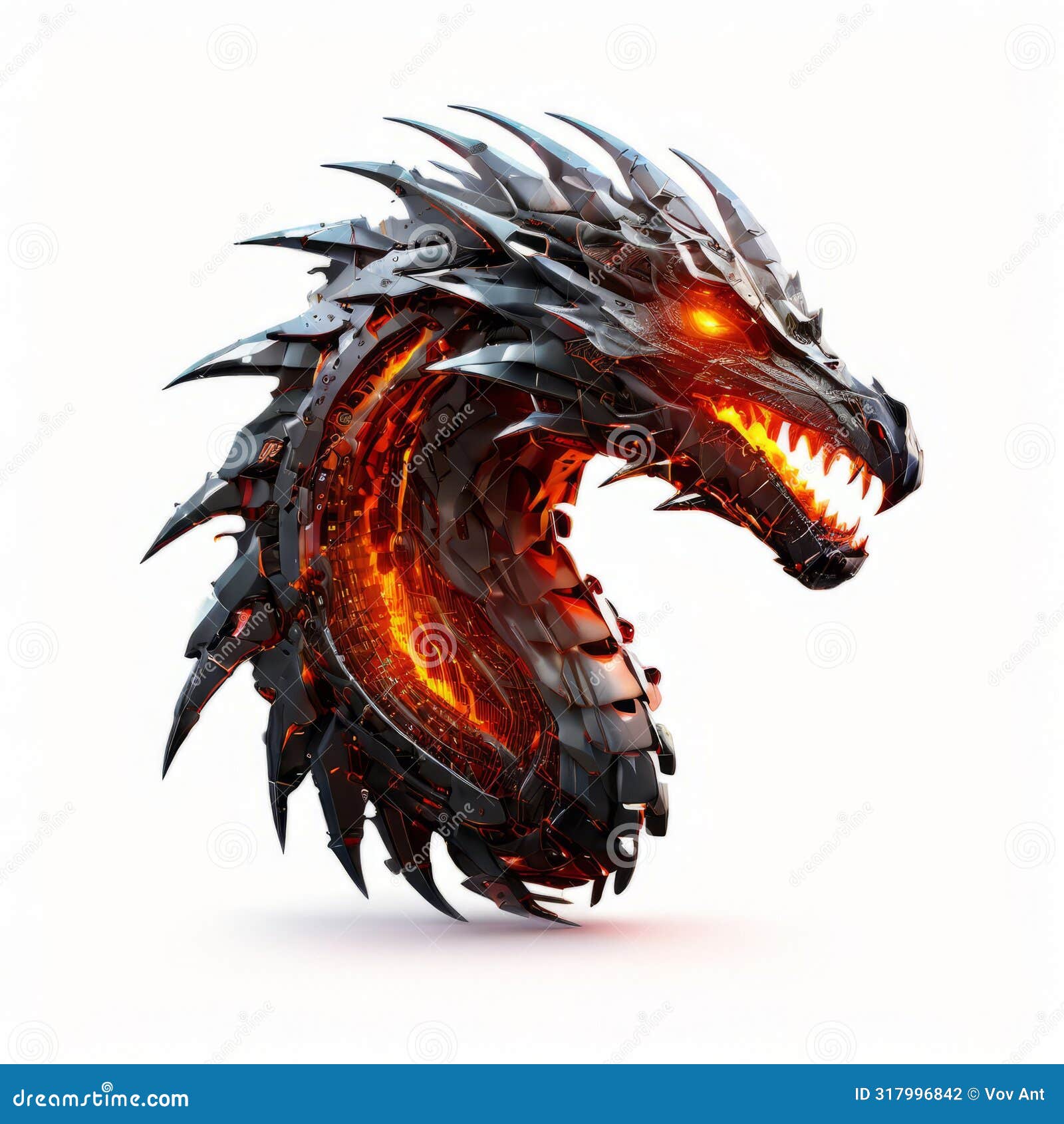 A Logo of a Robotic Dragon Breathing Fire Made of Binary Code Stock ...