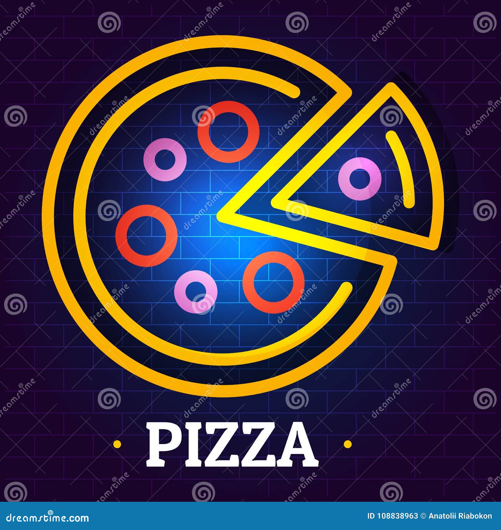 Logo Rotondo Della Pizza, Stile Piano Illustrazione Vettoriale ...