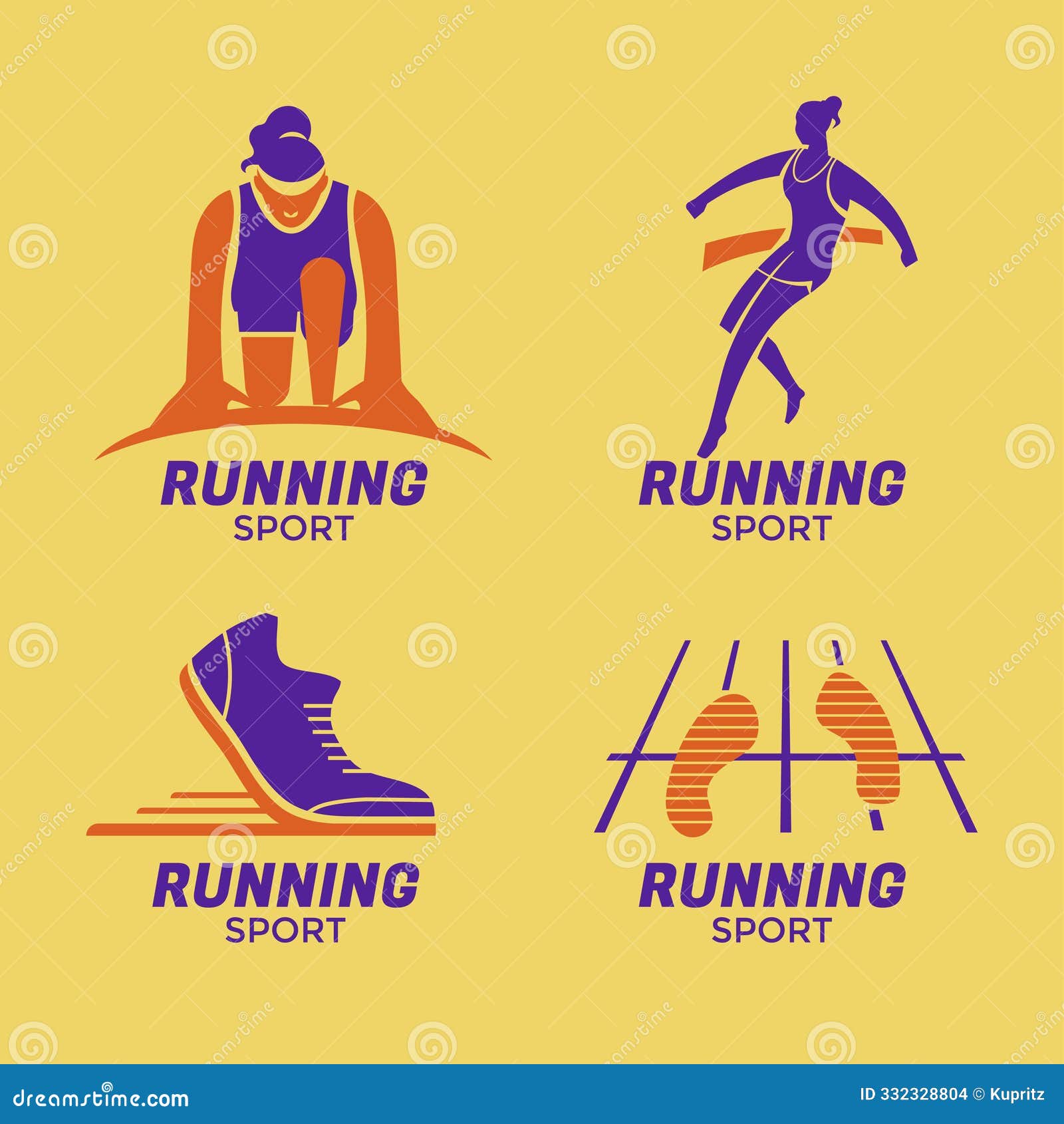 Set of Running Emblem for Sports Club or Tournament Stock Vector ...