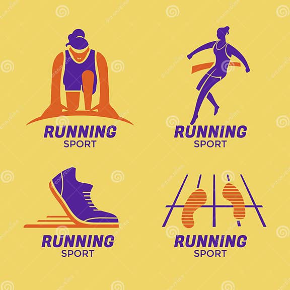 Set of Running Emblem for Sports Club or Tournament Stock Vector ...
