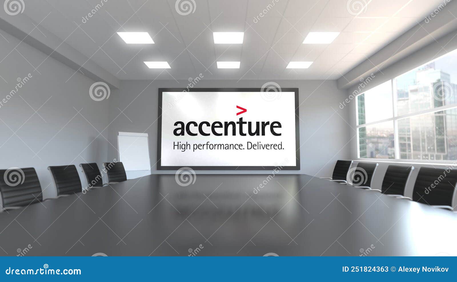 Accenture Logo on the Screen in a Meeting Room. Editorial 3D Rendering ...