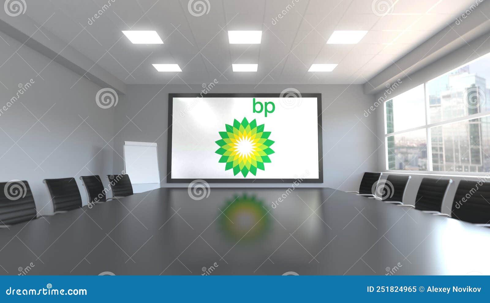 BP Logo on the Screen in a Meeting Room. Editorial 3D Rendering ...