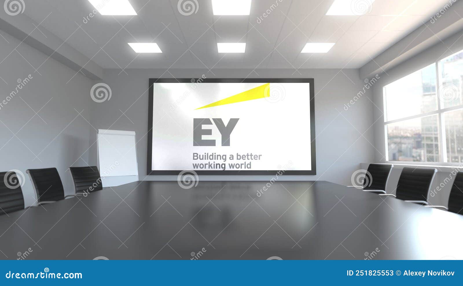 Ernst & Young Logo on the Screen in a Meeting Room. Editorial 3D ...