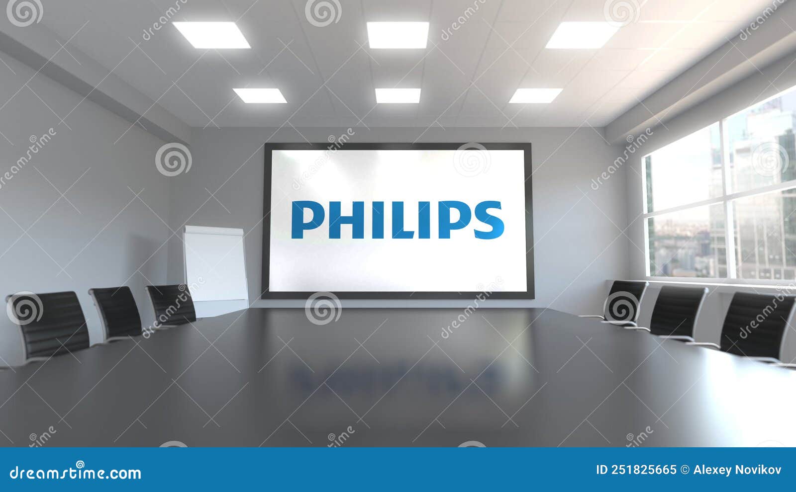 Philips Logo on the Screen in a Meeting Room. Editorial 3D Rendering ...