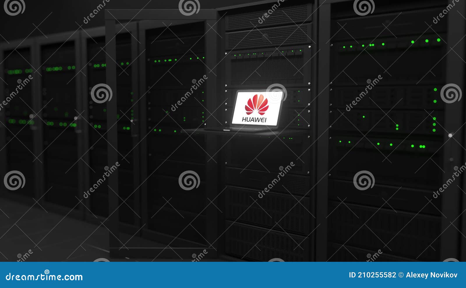 HUAWEI Logo on the Screen in a Modern Server Room. Conceptual Editorial ...