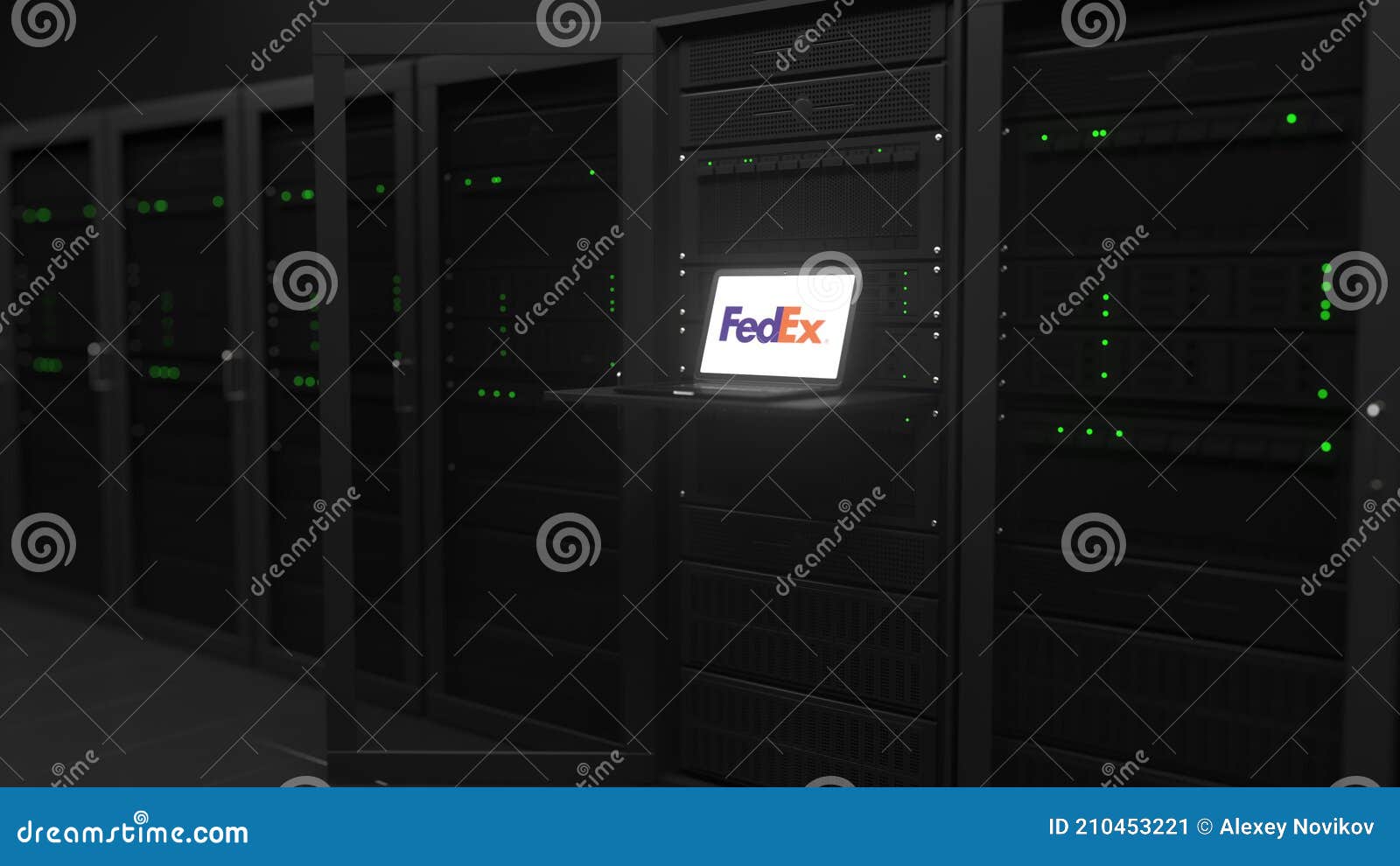 Laptop with the Logo of FEDEX on the Screen in a Server Room ...