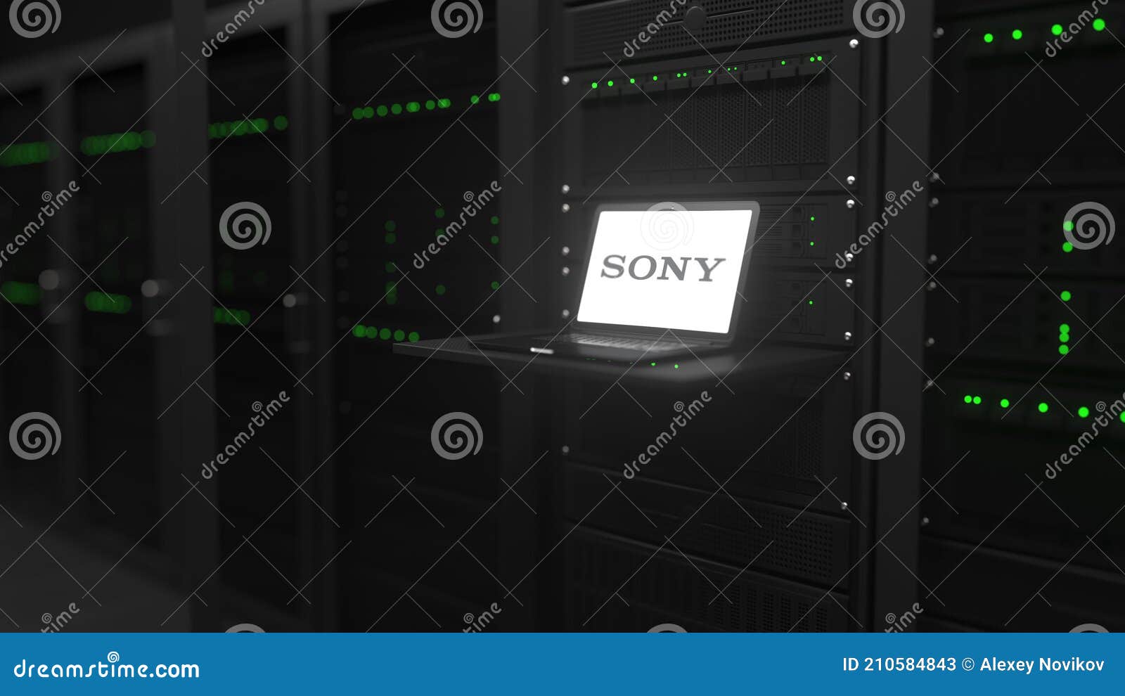 Laptop with the Logo of SONY on the Screen in a Server Room. Conceptual ...