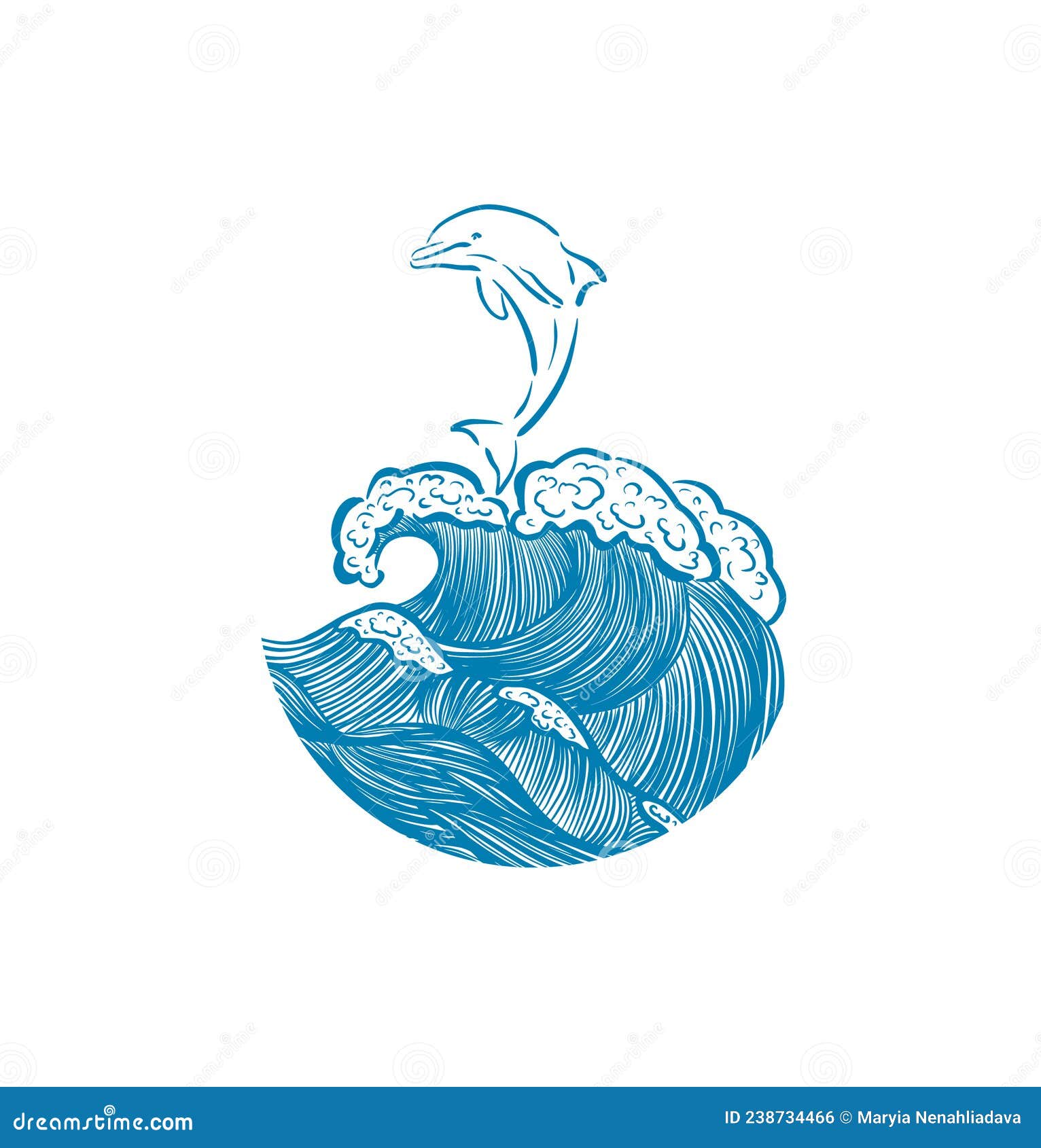 Logo Sea Wave with Dolphin . Vector Illustration Stock Vector ...