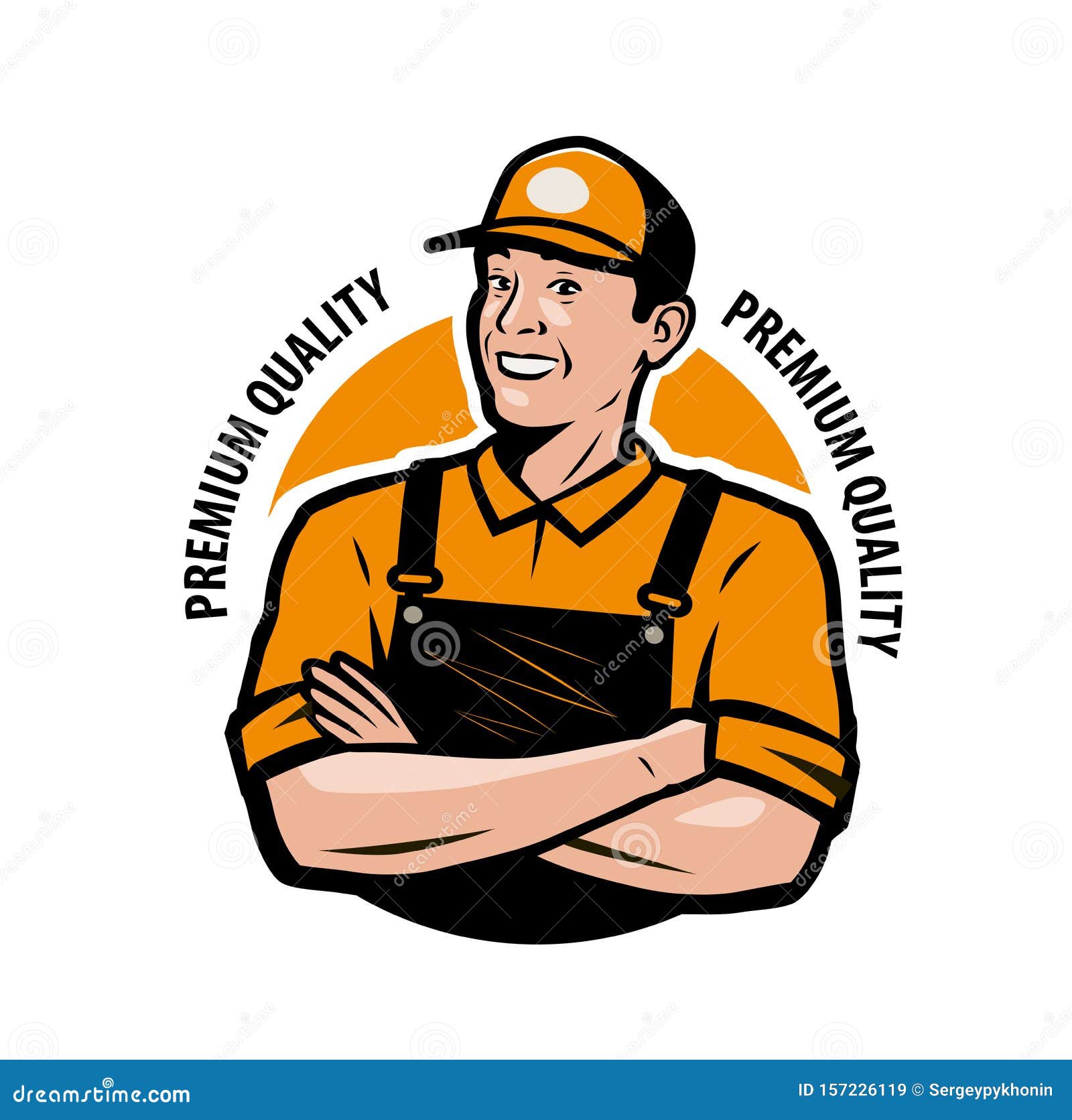 Logo Service. Worker in Work Clothes. Vector Illustration Stock Vector ...
