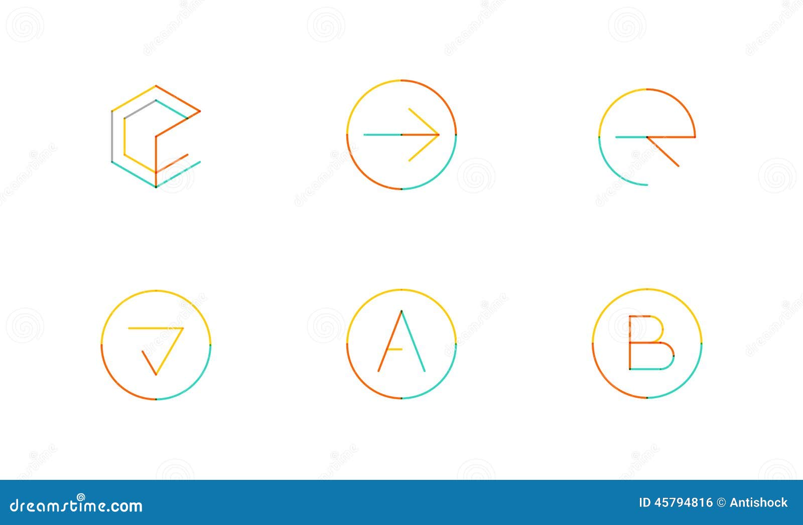 Logo Set, Thin Line Clean Style Stock Vector - Illustration of line ...