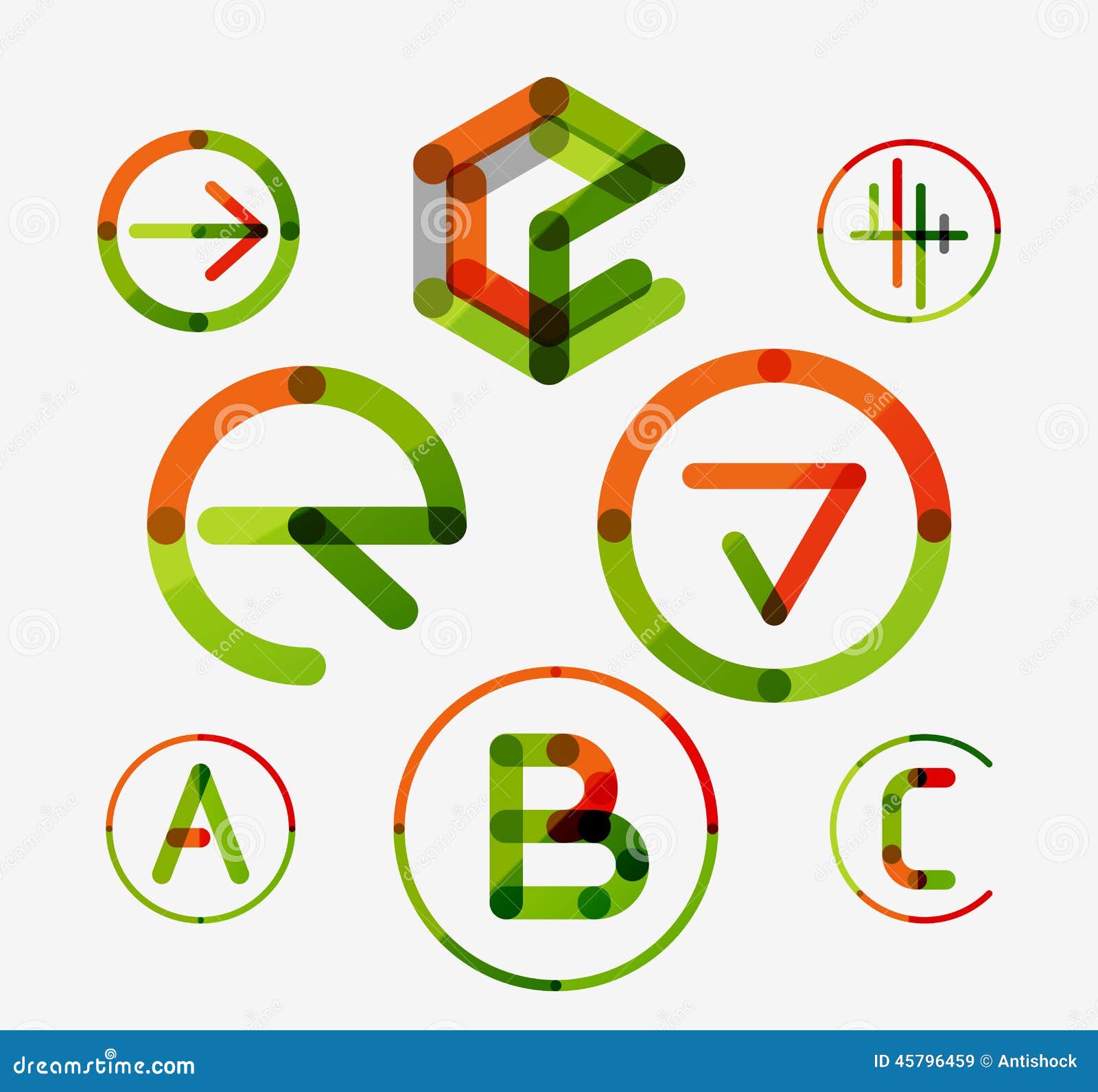 Logo Set, Thin Line Clean Style Stock Vector - Illustration of identity ...