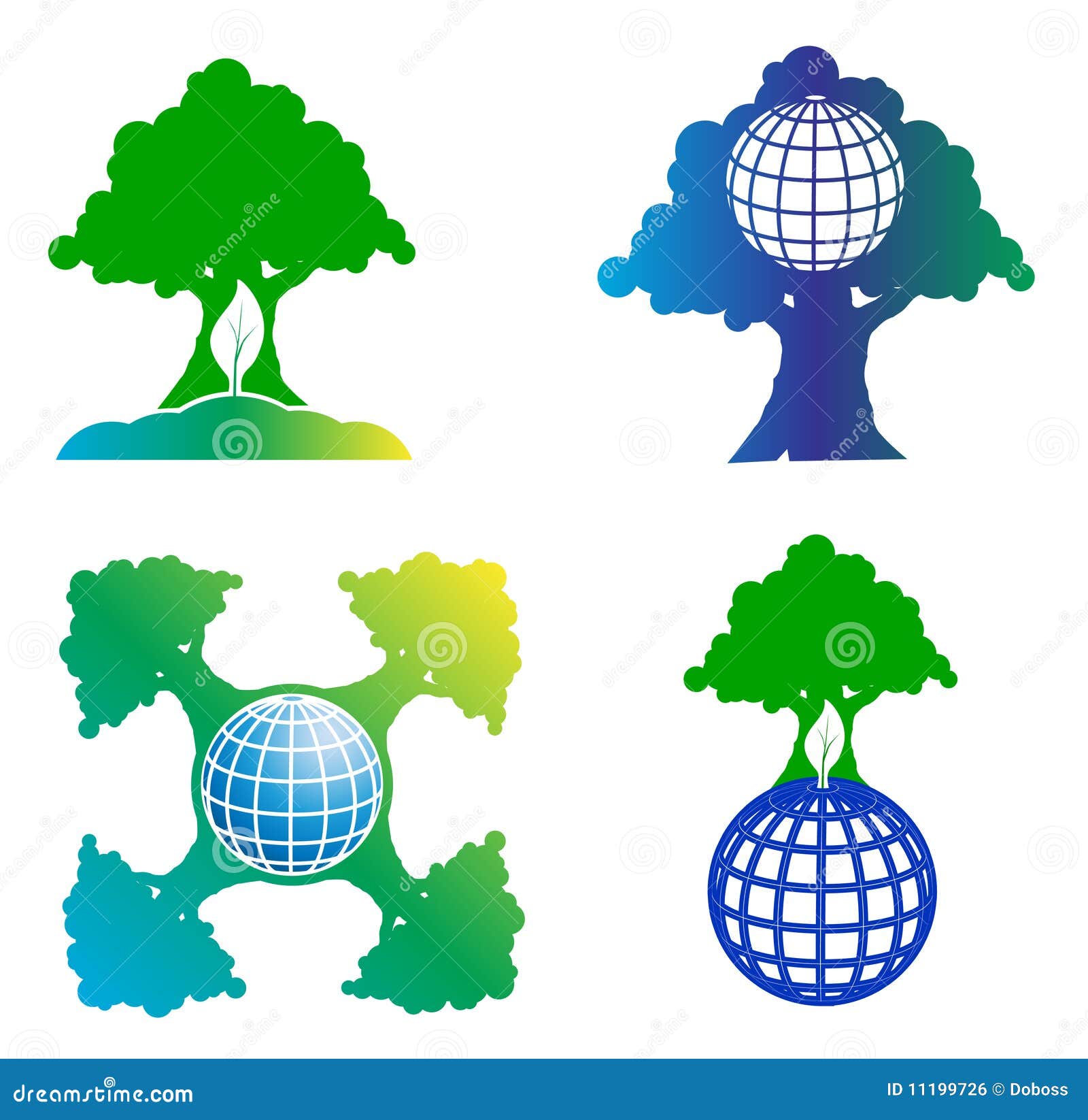 Logo set tree and globe stock illustration. Illustration of ground ...