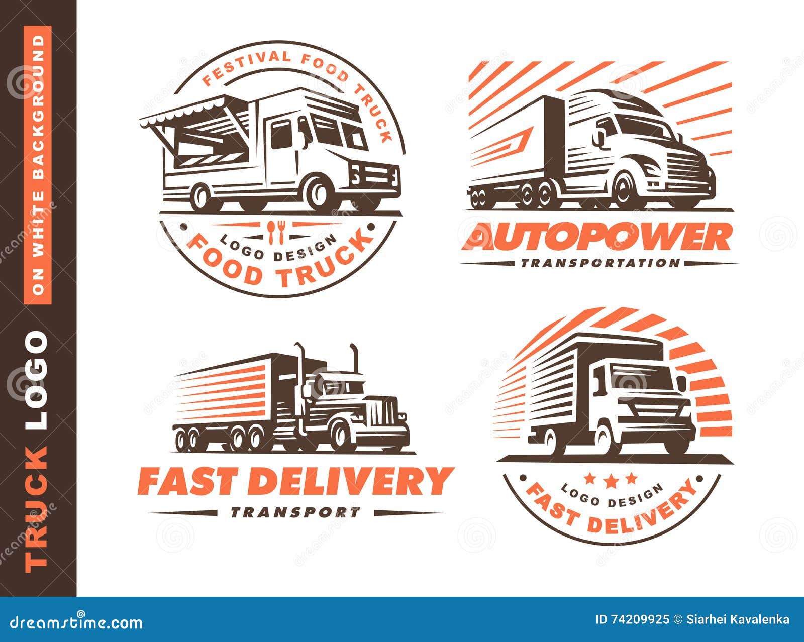Logo Set With Truck And Trailer. Cartoon Vector | CartoonDealer.com ...