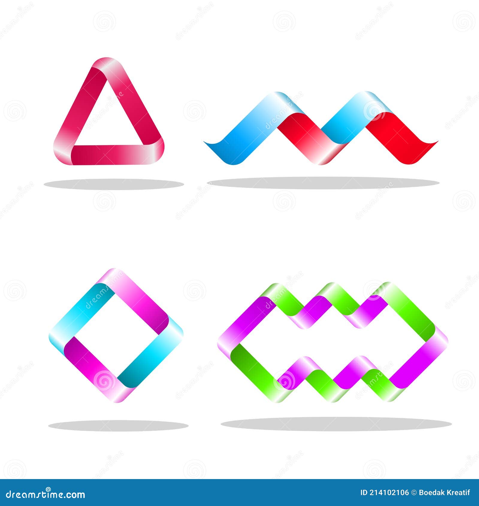 Logo Sets, Designs with Folding Patterns Such As Ribbons, Modern Styles ...